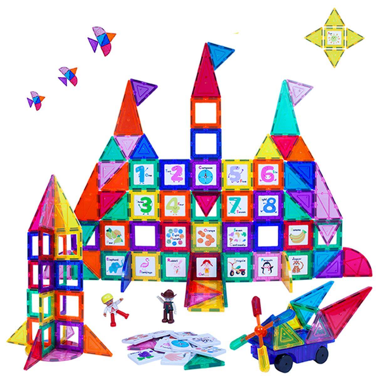 PicassoTiles PICASSO TILES 121 PC Magnetic Tiles, Building Blocks, STEM ...