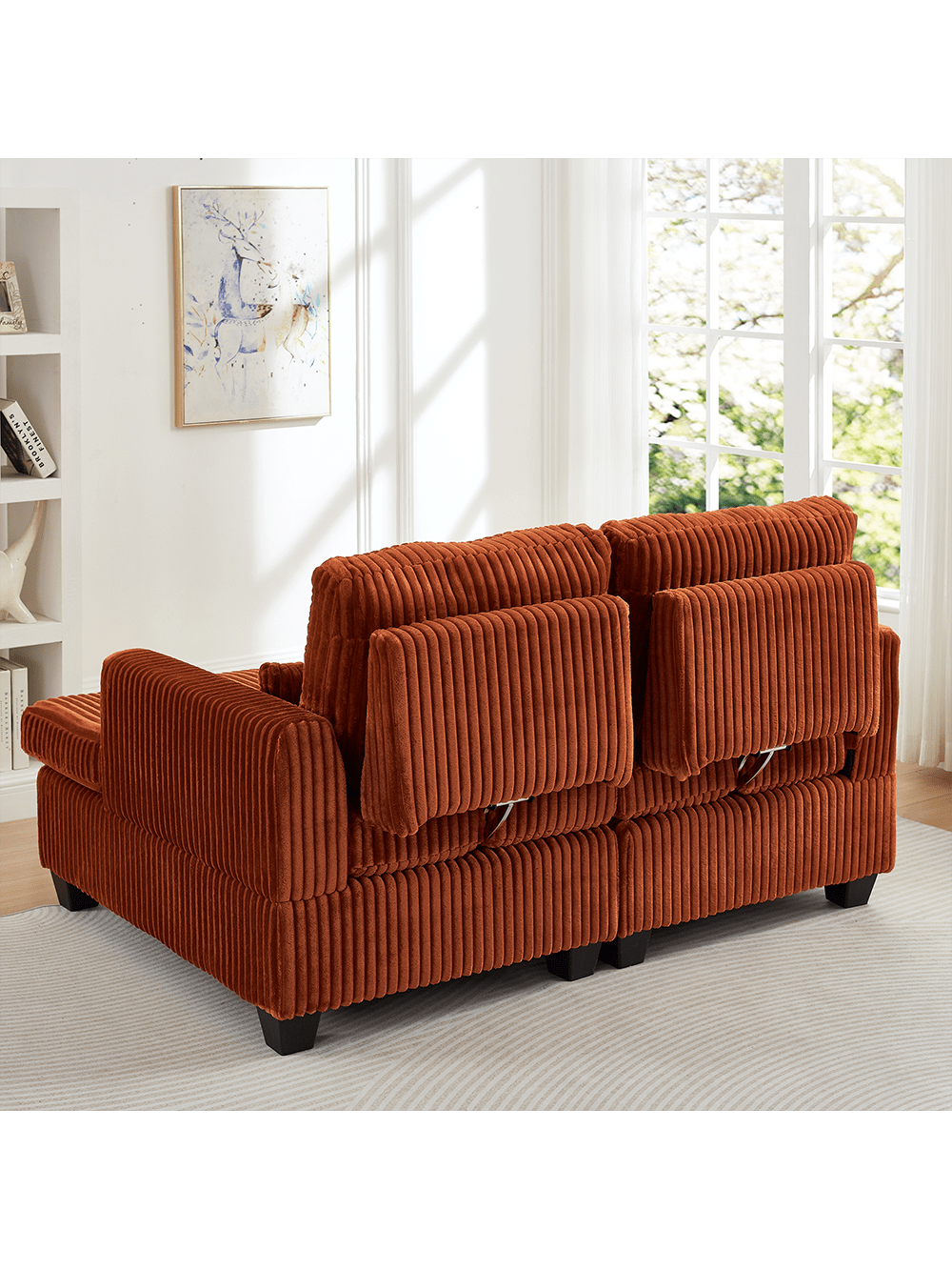 Trinkets Crazed 61 Inch Corduroy Love Seat Sofa Couch With Square ...