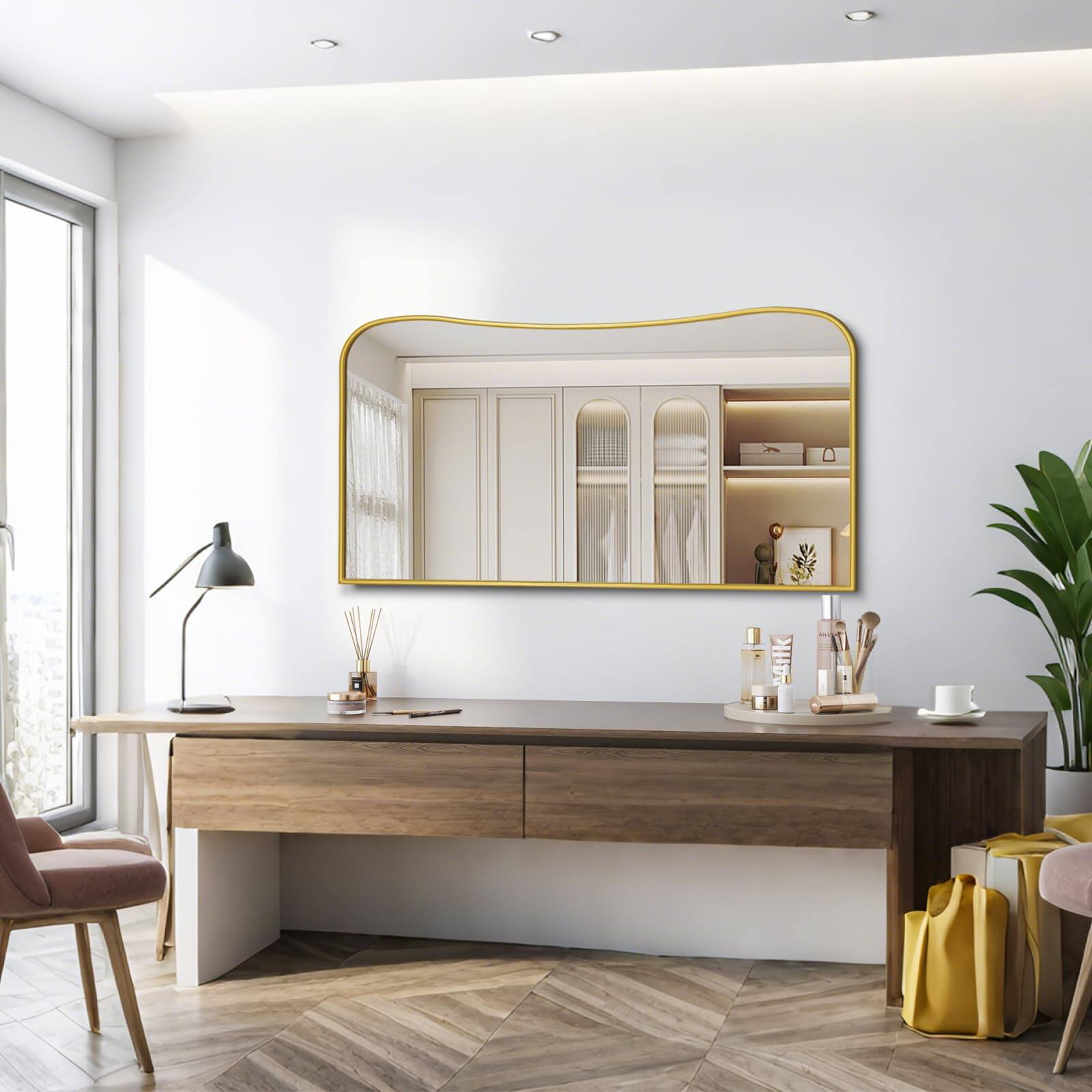 Comfort Essence Rectangular Mirrors 23 6"x47" Irregular Decorative ...