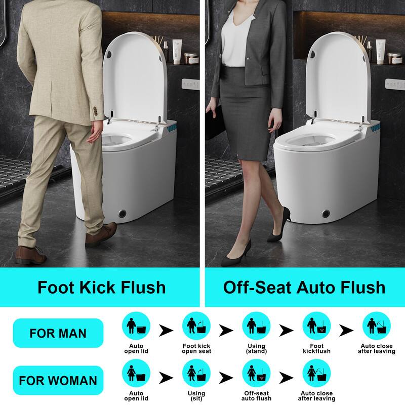 Vipbear Smart Toilet with Tank, Auto Lid, Foot Flush, Heated Seat,UV ...