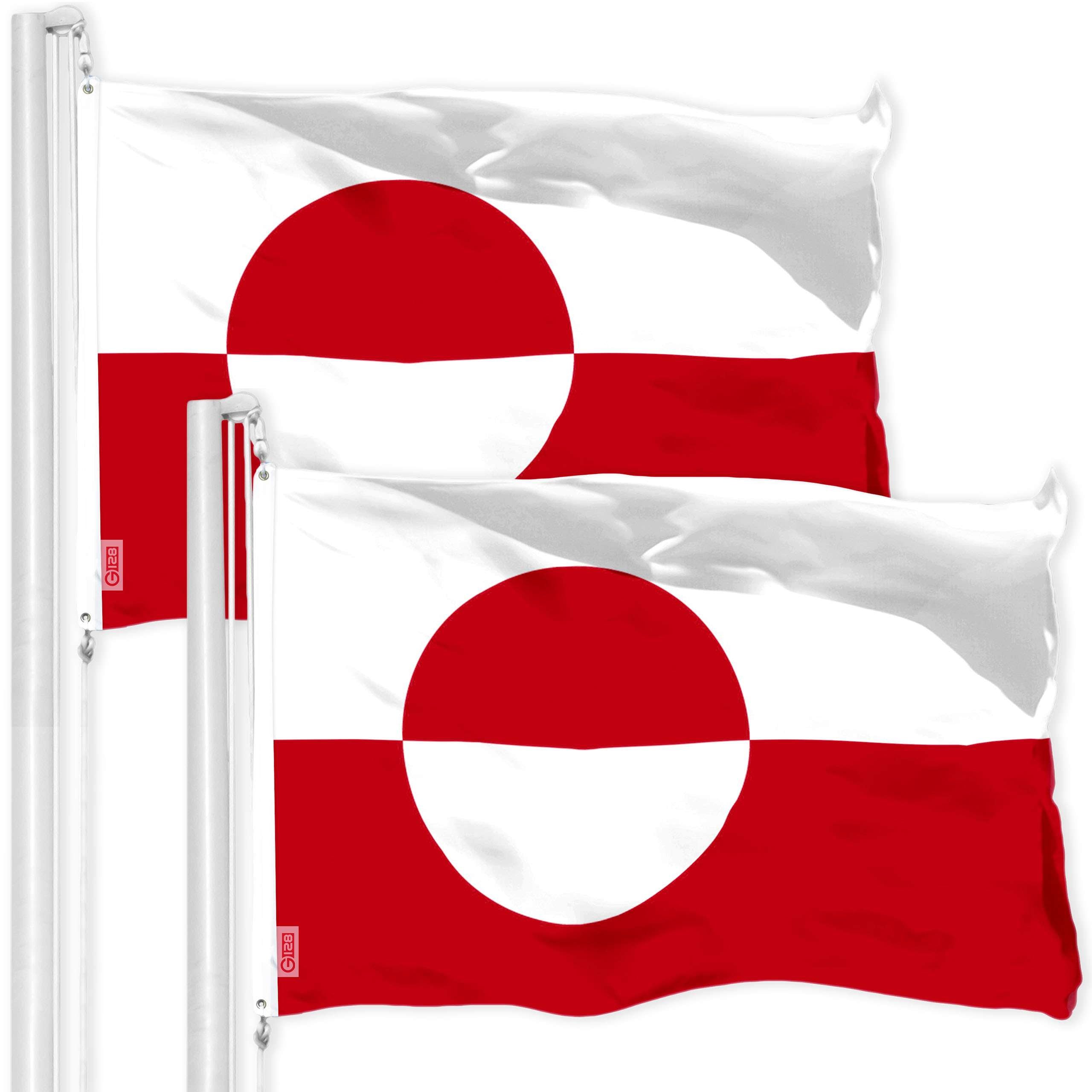G128 Greenland Flag 2 Pack 3x5 Ft 150D Polyester Indoor/Outdoor Brass ...