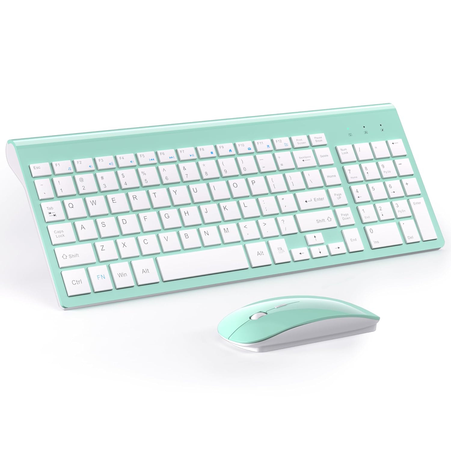 Luckbyte Wireless Keyboard and Mouse Combo, Ultra Slim Full Size Set ...