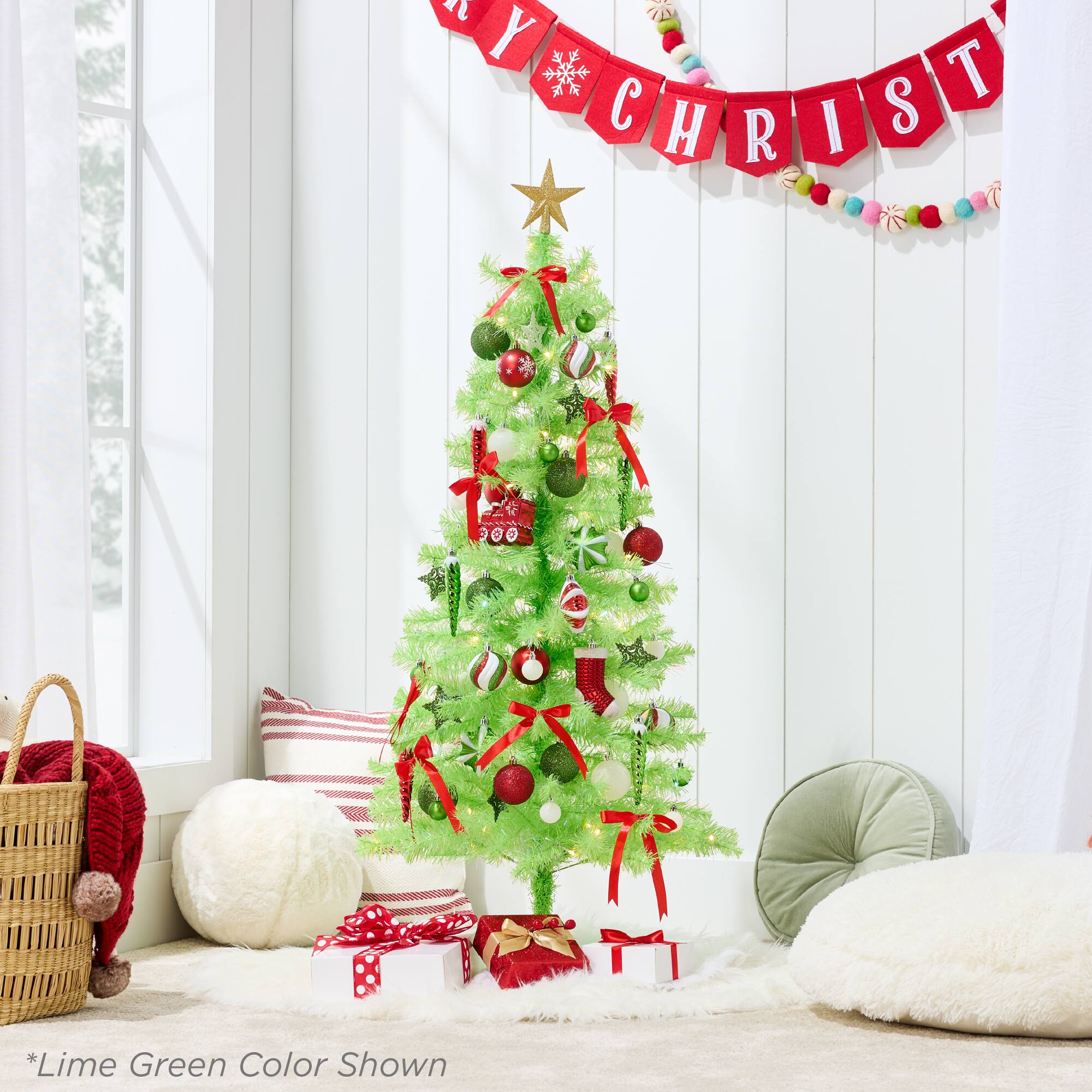 Best Choice Products 4ft Prelit Colored Christmas Tree, Artificial Tree ...