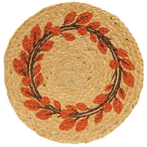BreeBe Fall Leaves Wreath Jute Table Mat Orange, Natural G60654 - Best Buy
