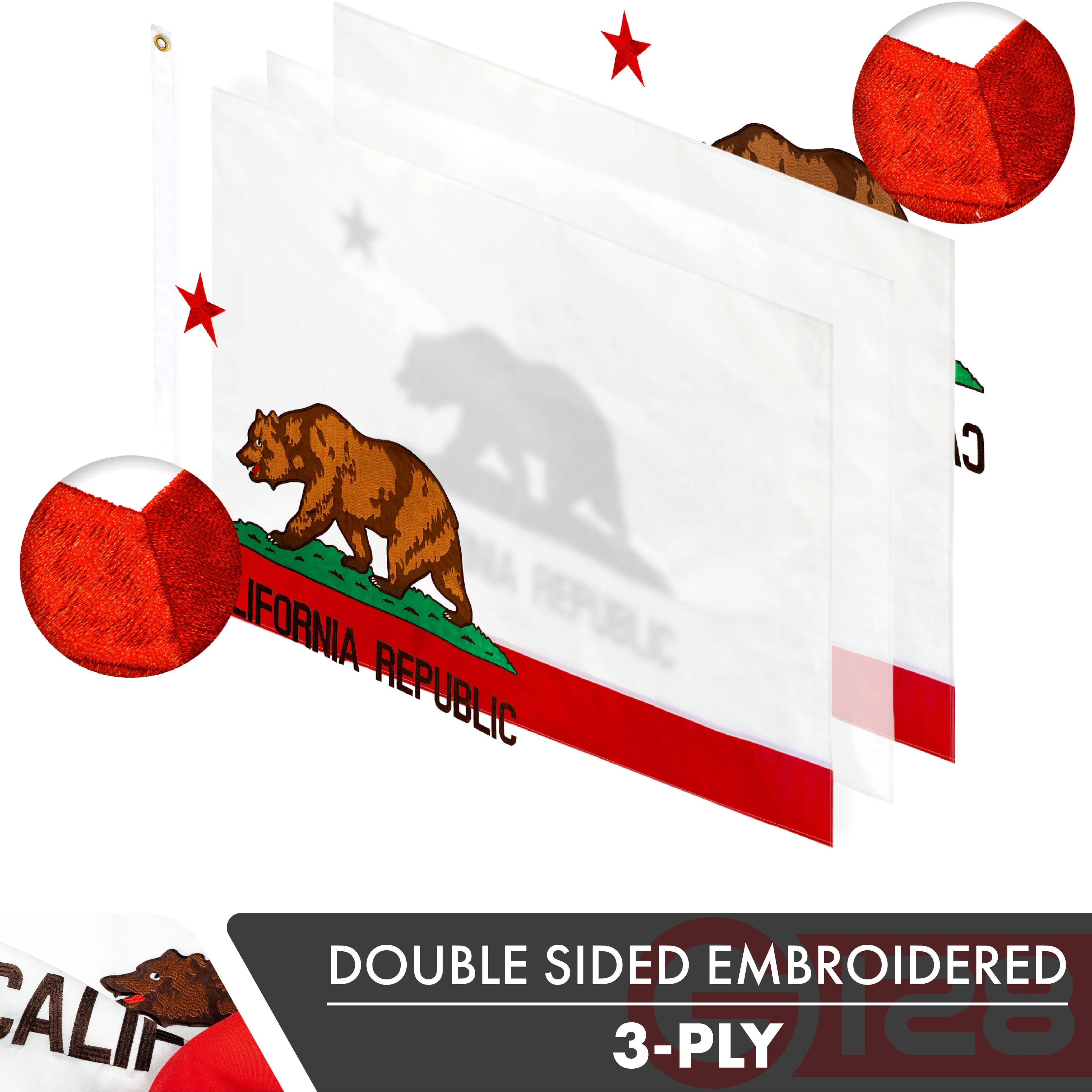 G128 California State Flag 210D Embroidered Polyester 2x3 Ft Double ...