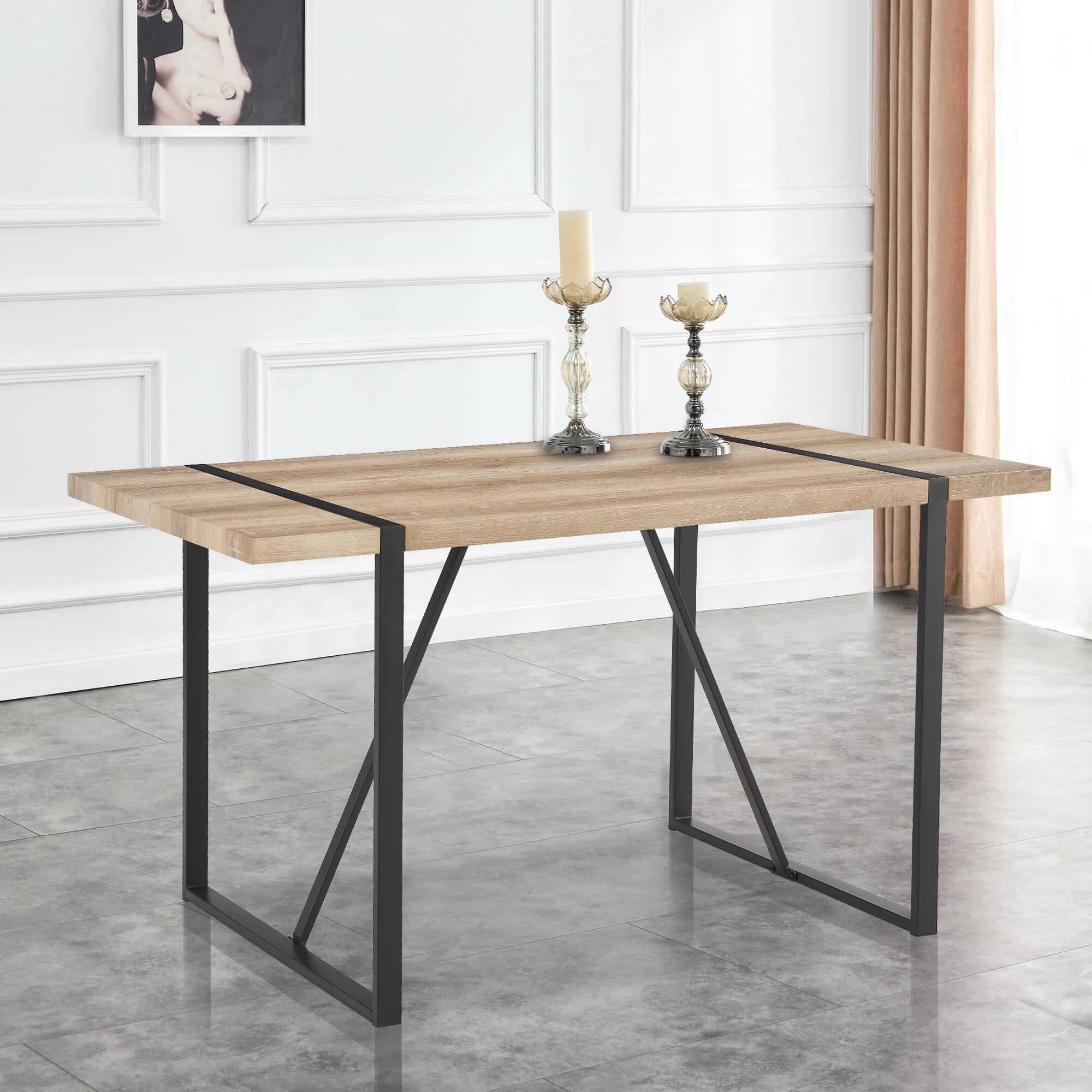 Ecooso Rectangular Wood Dining Table For 4 6 Person, With 1.5" Thick ...