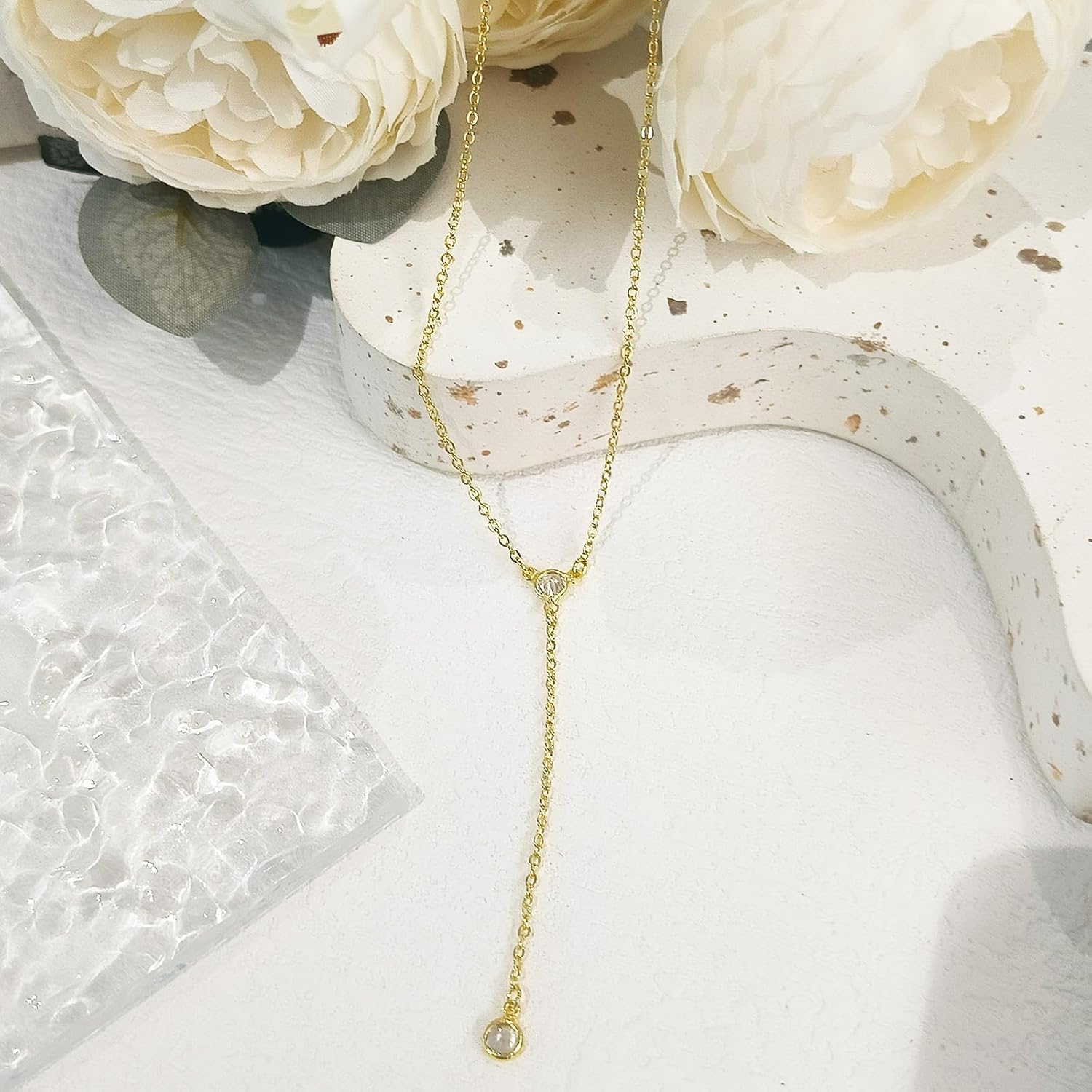 Live At Space 14K Gold Plated/Silver Lariat Necklace Y Shaped Layered ...