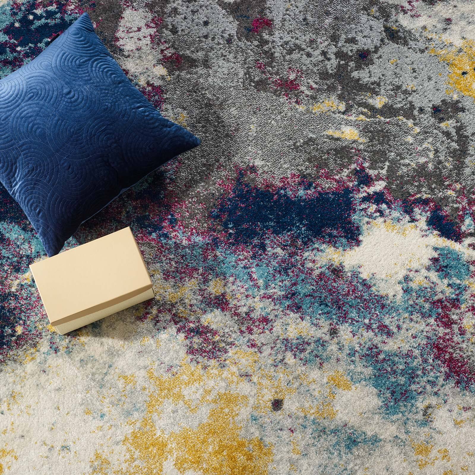 Modway Entourage Adeline Contemporary Modern Abstract Area Rug Blue ...