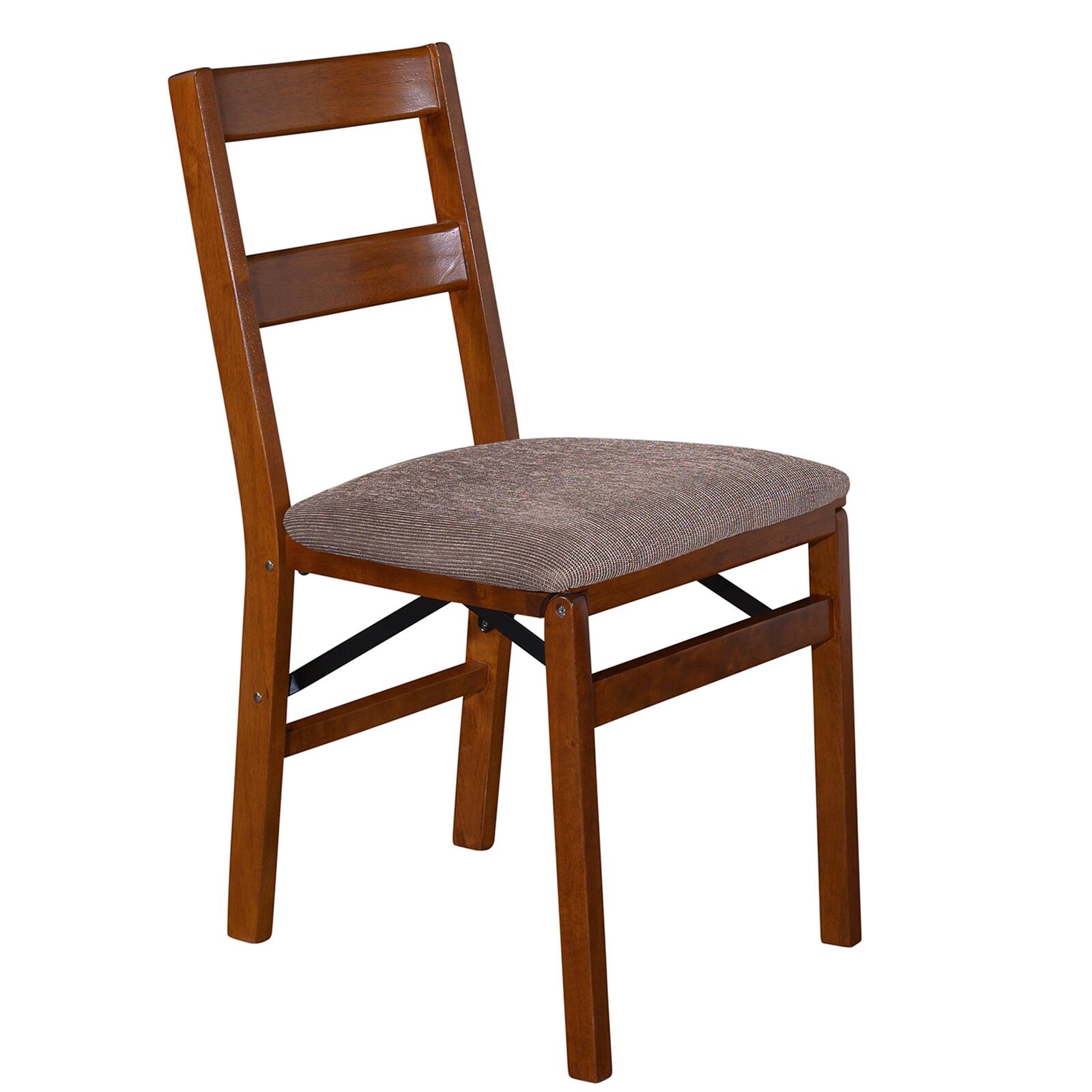 Stakmore Slat Back Folding Chair, Fruitwood Frame with Colton Fabric ...