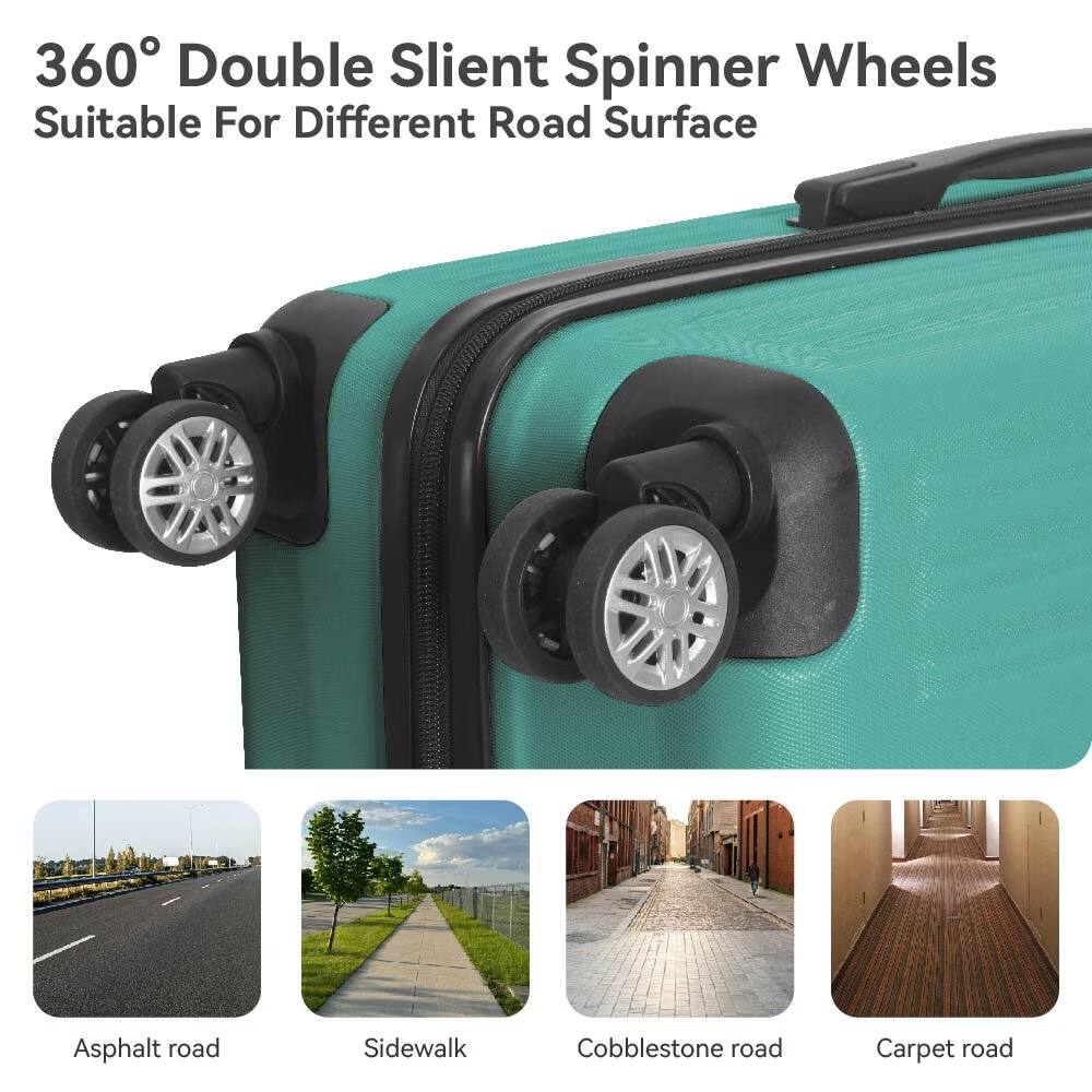 Bestier 3 Piece ABS Hardshell Luggage Set (20”/24”/26”) with Spinner ...