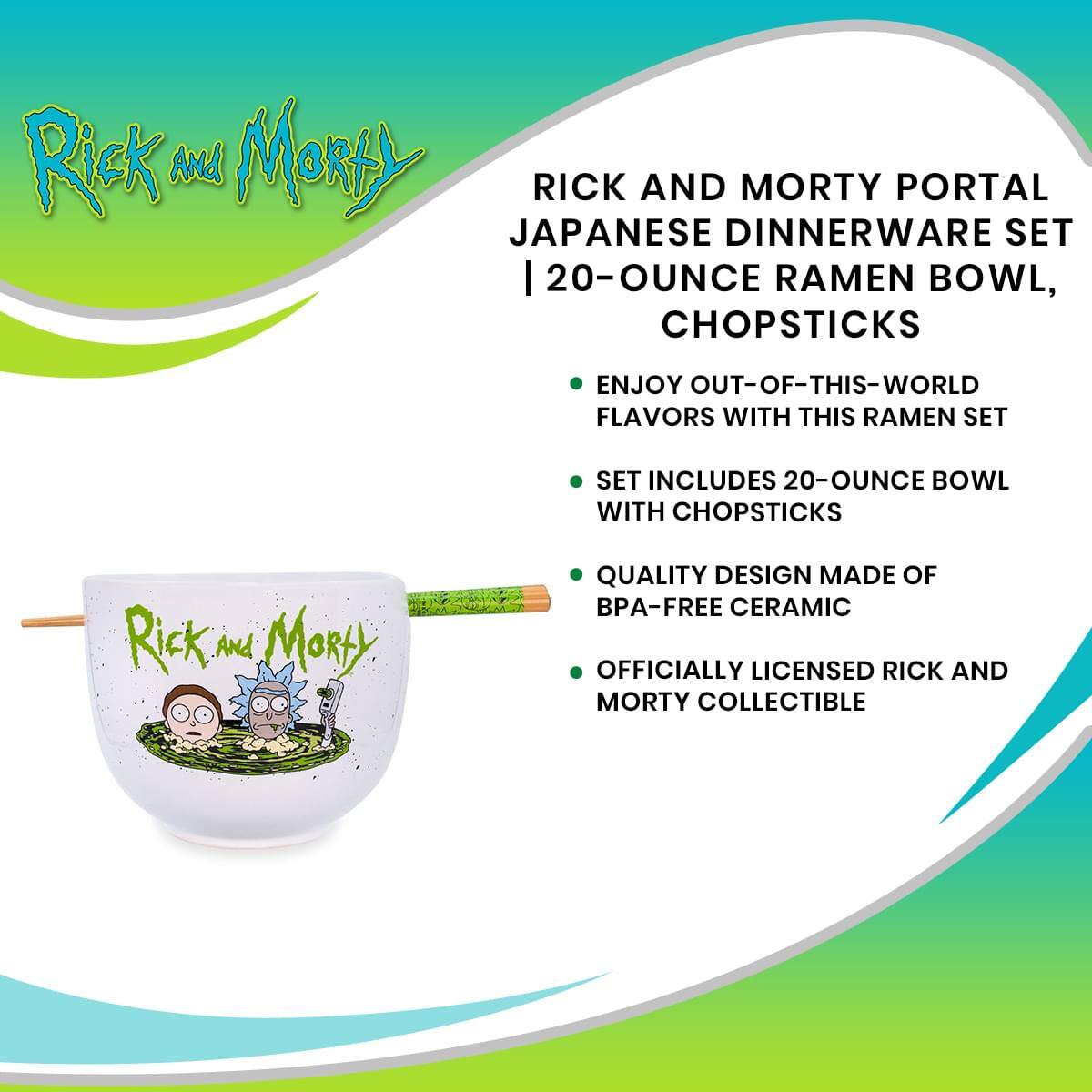 Silver Buffalo Rick and Morty Portal Japanese Dinnerware Set | 20 Ounce ...