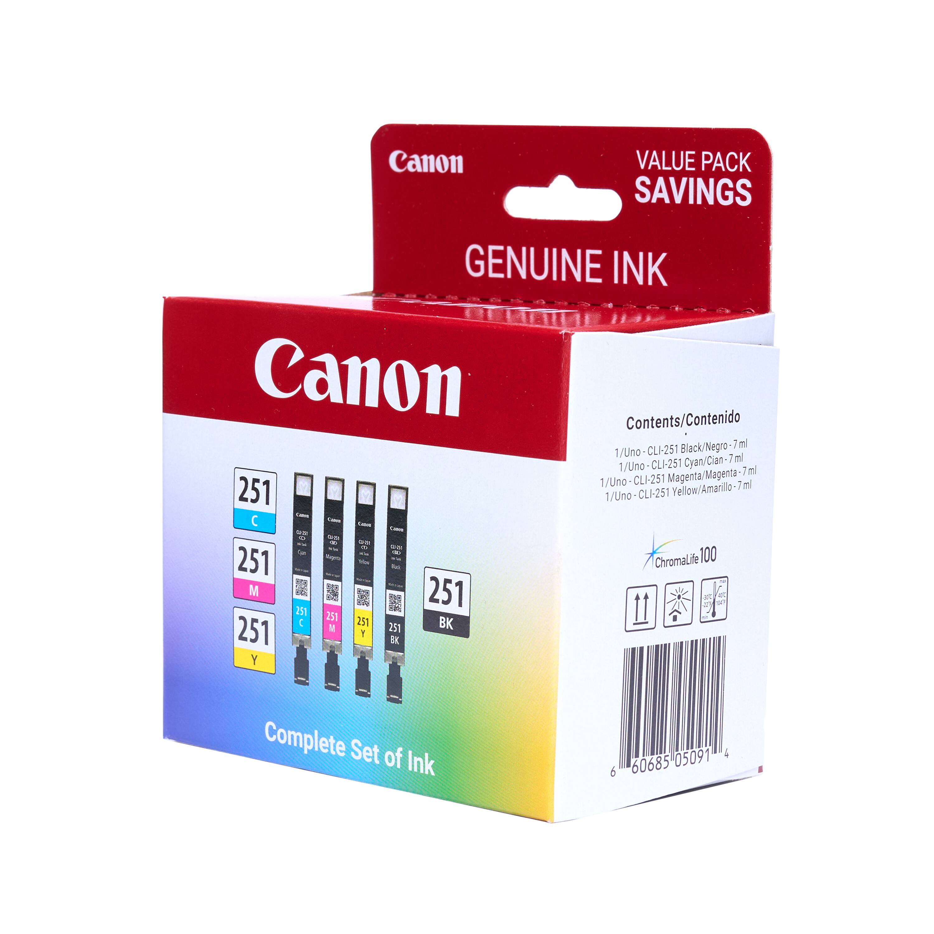 Canon CLI 251 4 Pack Standard Capacity Ink Cartridges Photo Black/Cyan ...
