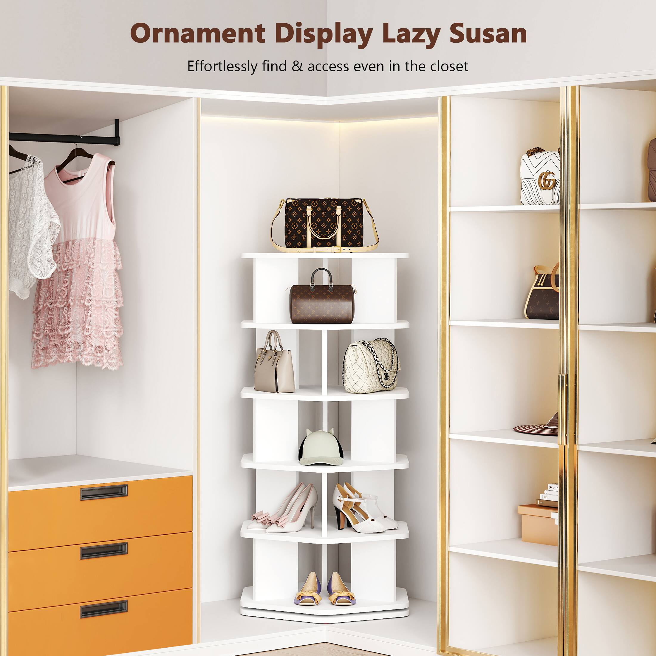 Skyzoo 360° Rotating Shoe Rack 5 Tier Hexagon Spinning Shoe Organizer ...