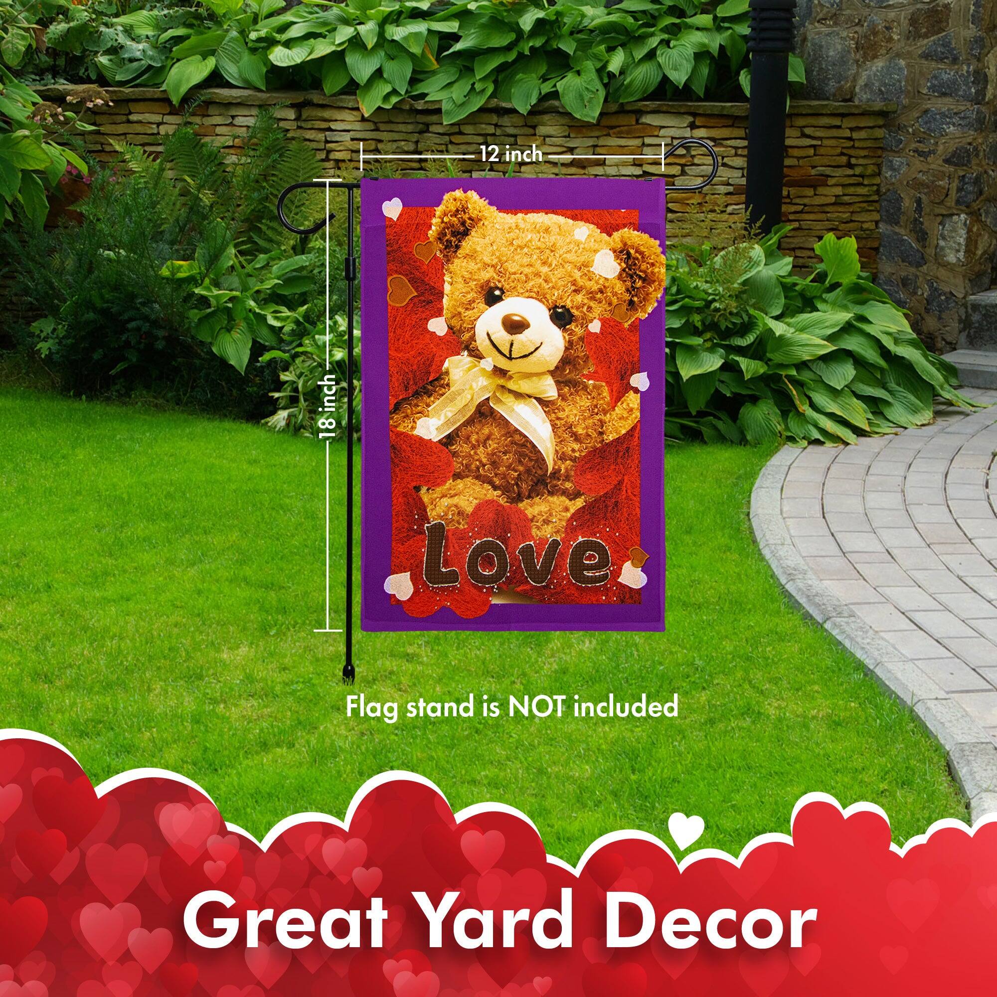 G128 Valentine's Day Garden Flag 12 x 18 in 150D Polyester Bear Design ...