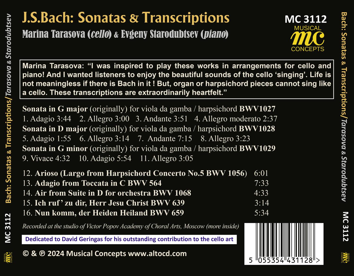 Marina Tarasova J. S. Bach Cello Sonatas and Transcriptions COMPACT DISCS [CD] - Best Buy