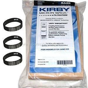 Kirby Genuine Micron Magic Vacuum Bags (9 Pack, Part 197394) + 3 Belts ...