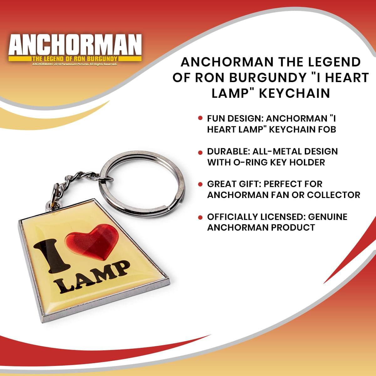 Seven20 Anchorman The Legend of Ron Burgundy "I Heart Lamp" Keychain ...