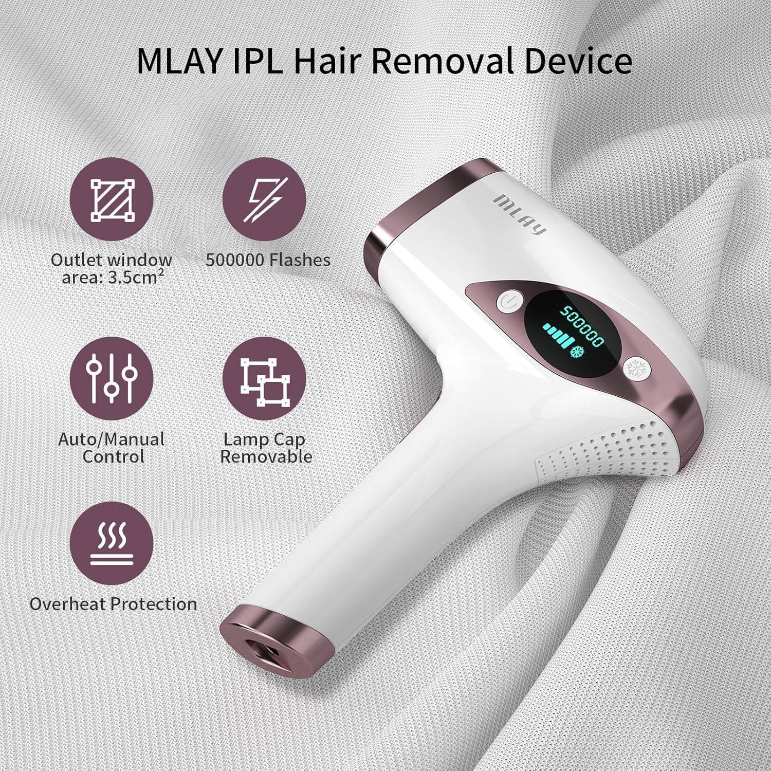 MLAY T4 IPL Laser Hair Removal for Women/Men, 15.5J Energy, Ice Cooling Painless Tech, Effective ...
