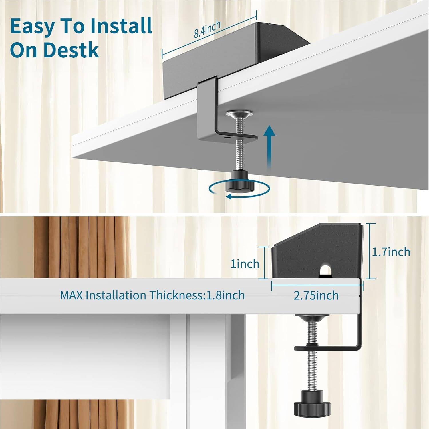 PARKER SLATER Desk Clamp Power Strip with 7 Outlets, 1700J Surge ...