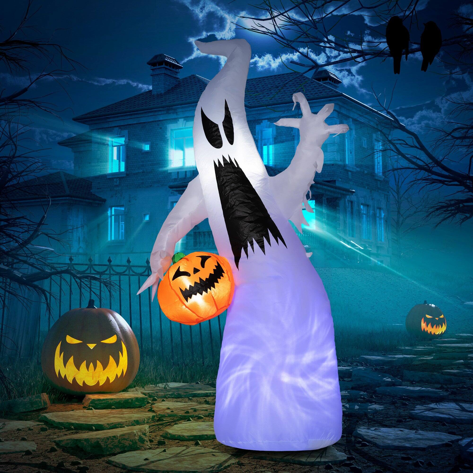 Boyel Living 5.9ft Halloween Inflatable Ghost with Pumpkin Purple ...