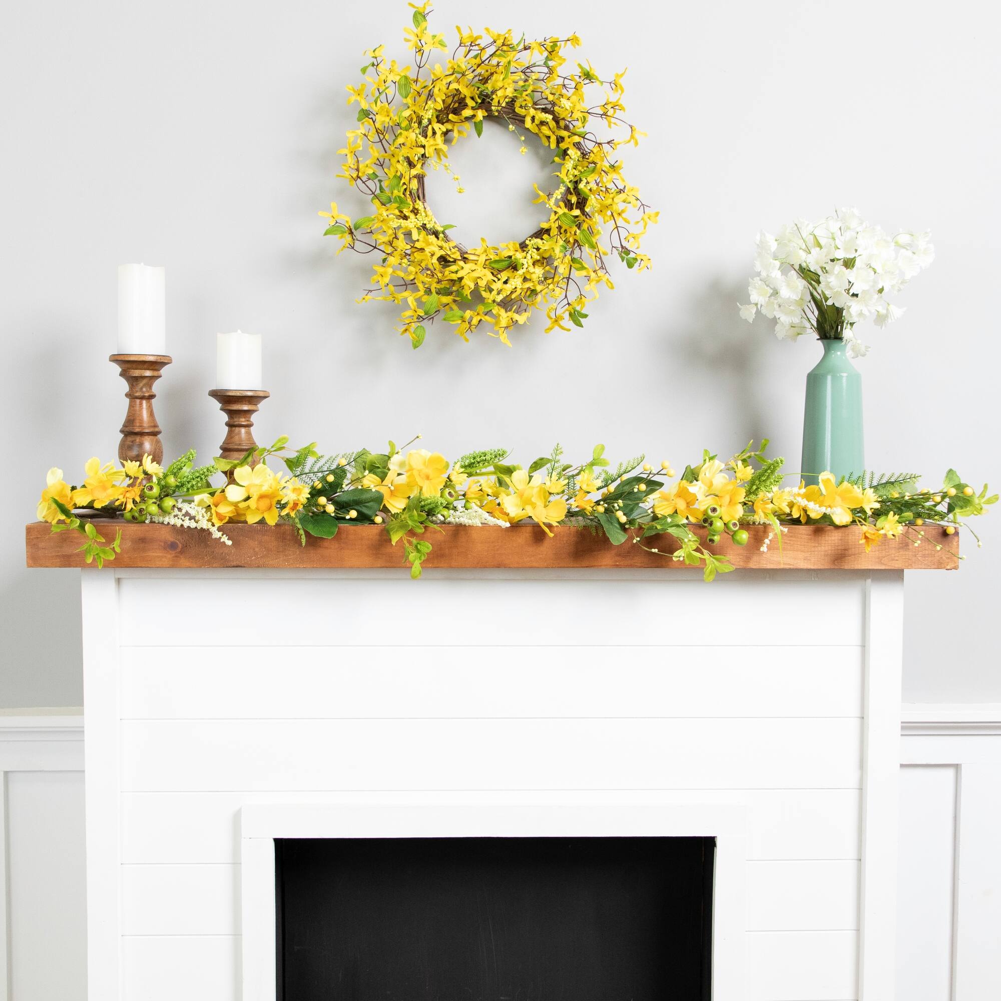 Northlight 5' Daisy and Berry Floral Spring Garland Yellow 34769236 ...