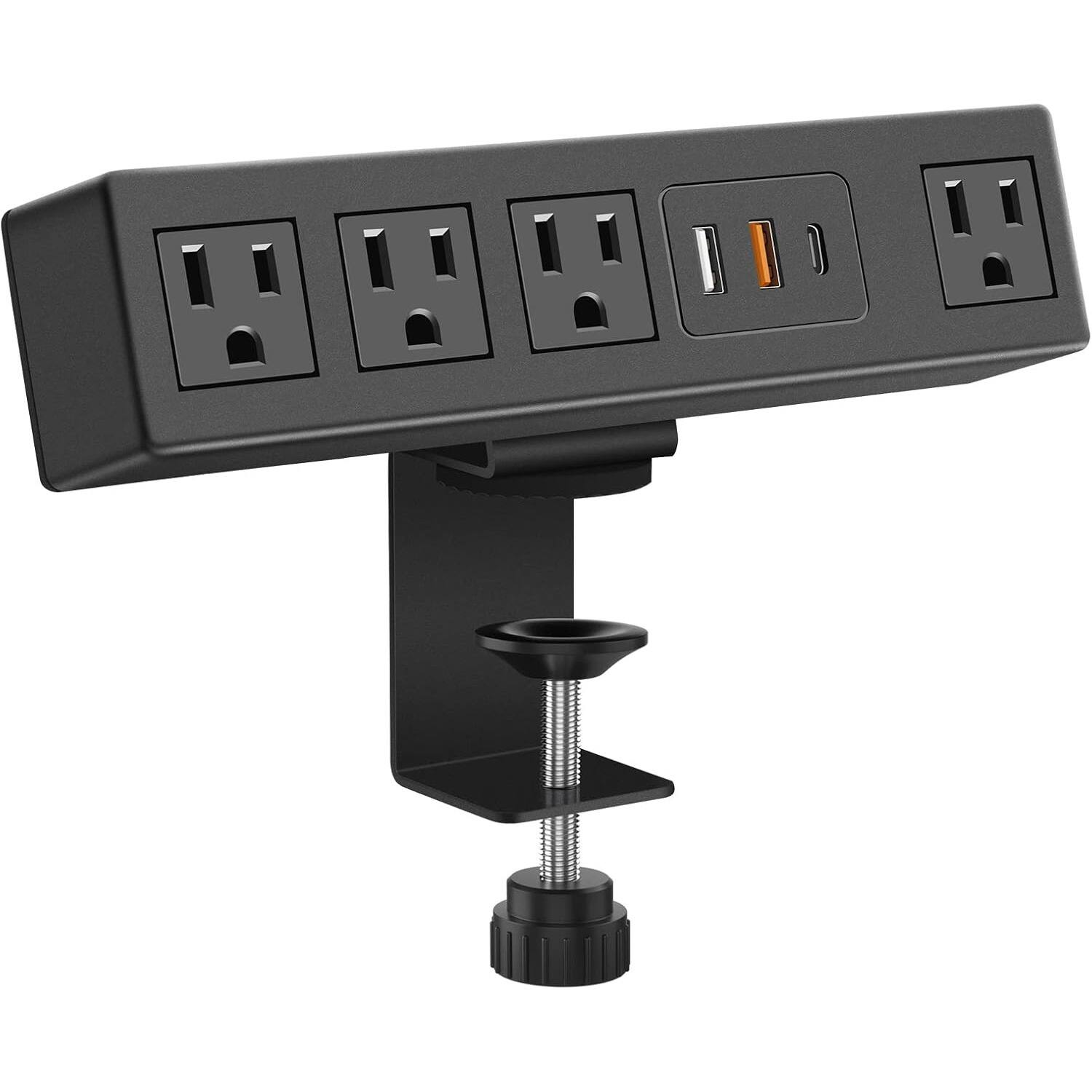 PARKER SLATER Desk Clamp Power Strip with USB C & USB A, 1200J Surge ...