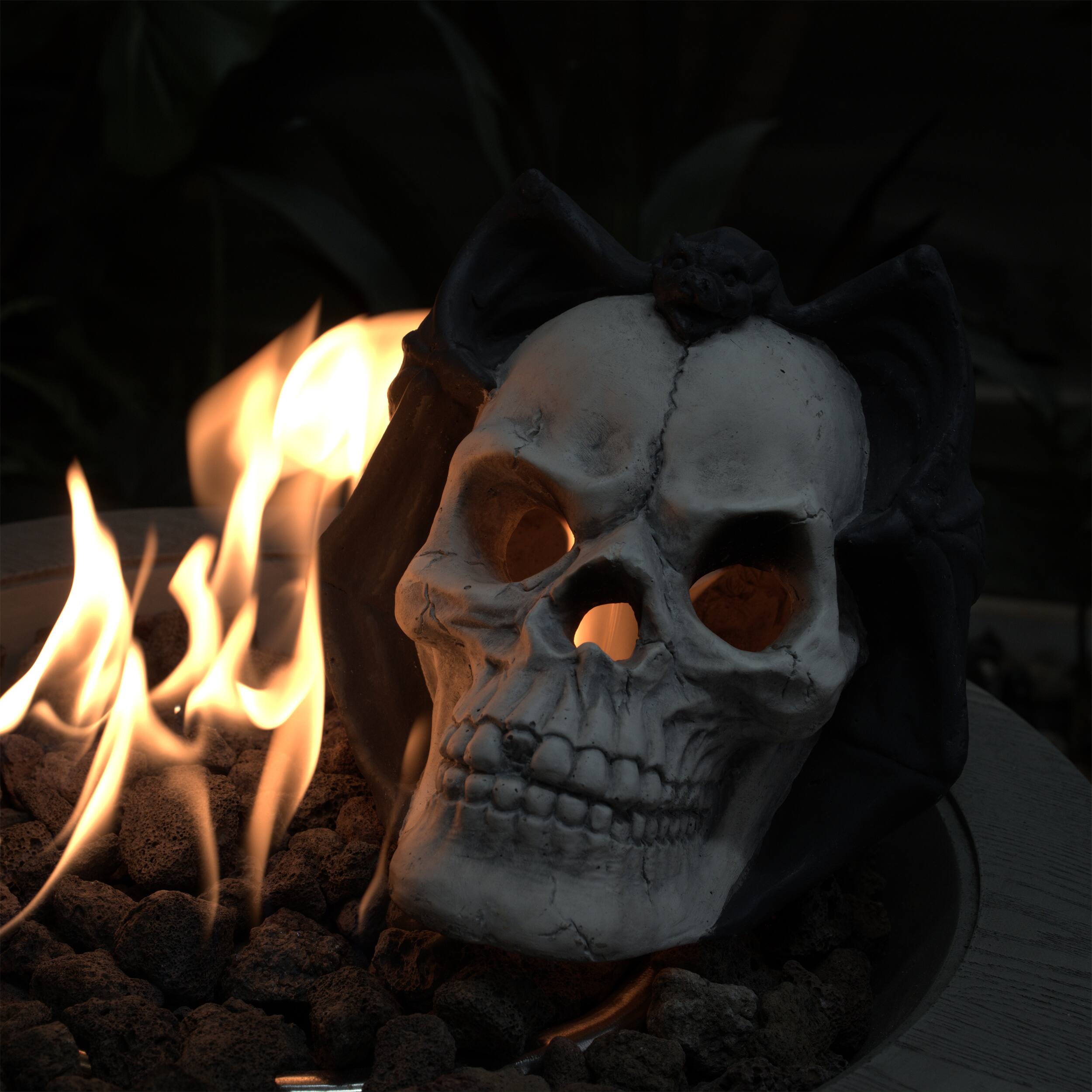 Sofucor Fire Pit Demon Skull Human Skull Gas Log for Indoor or Outdoor ...
