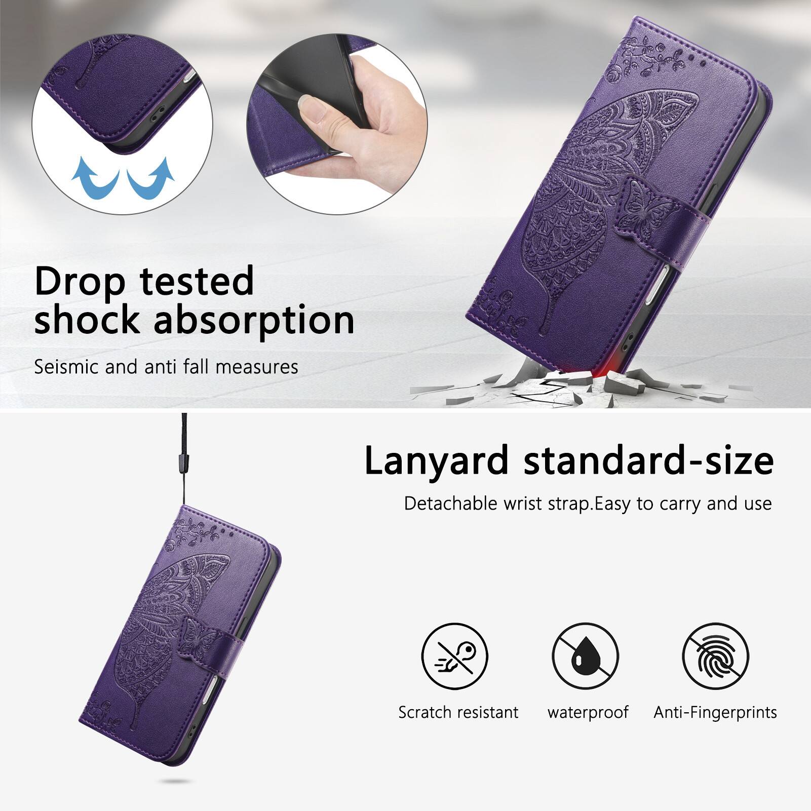 Dteck Wallet Case for Apple iPhone 17 Pro Max, Embossed Butterfly ...