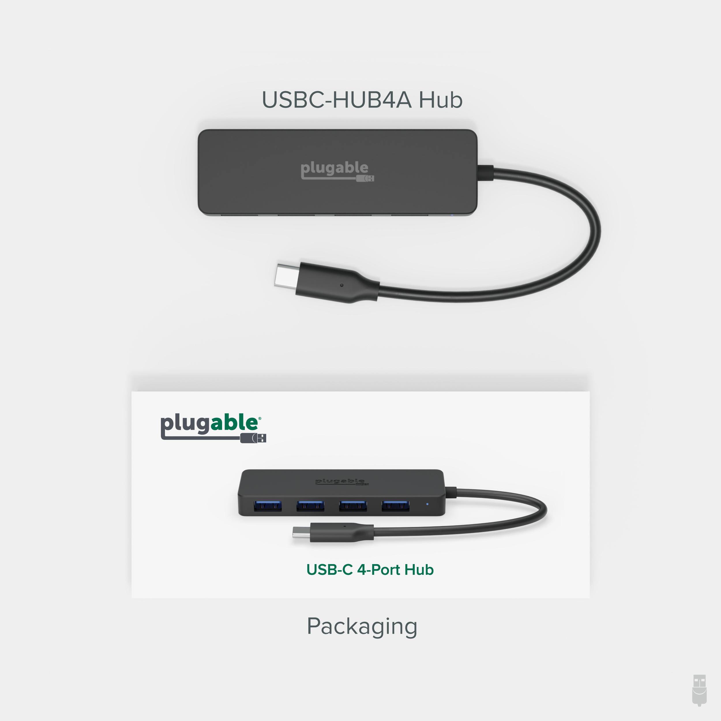 Plugable USB C to USB Adapter Hub, 4 Port USB 3.0 Hub, USB Splitter for ...