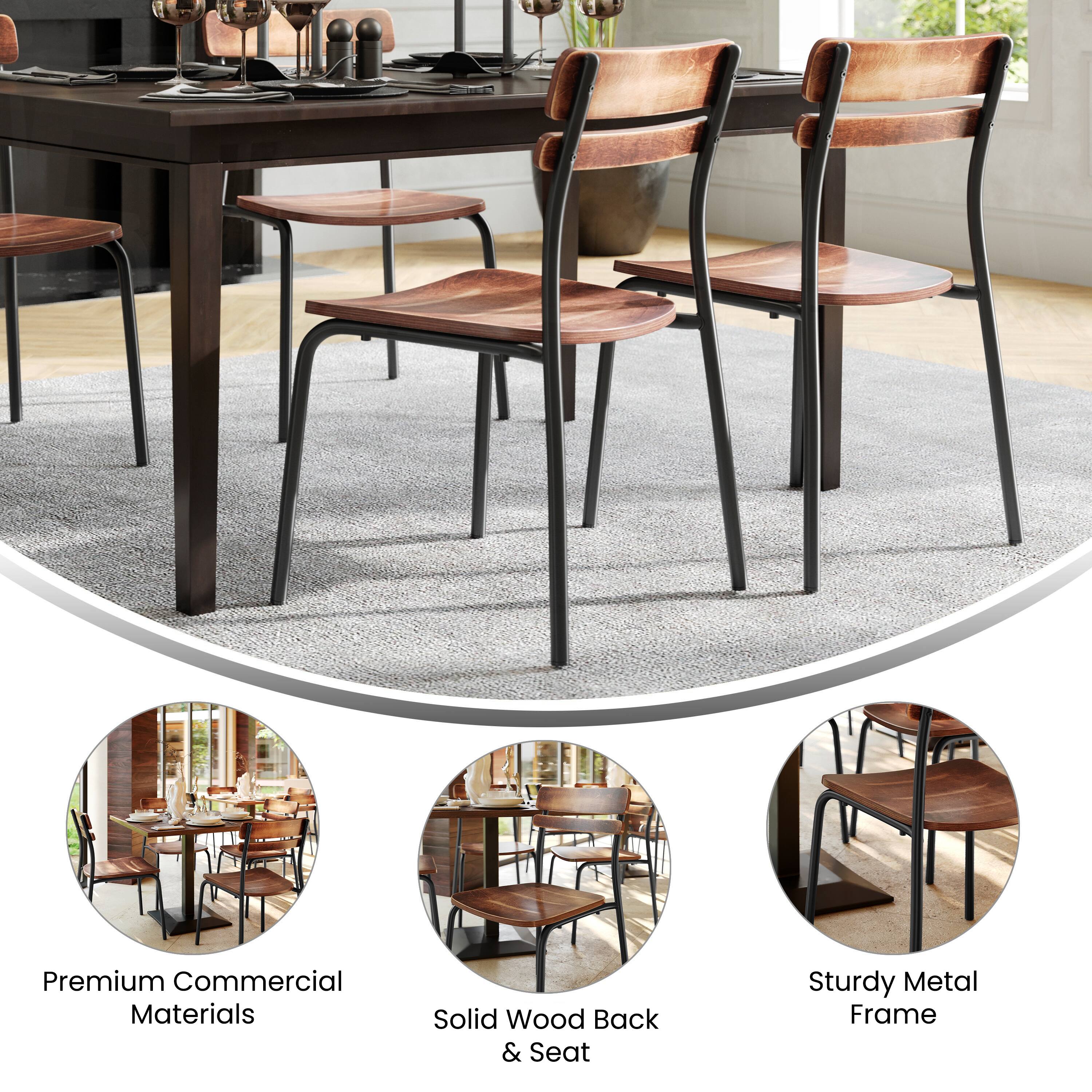 Emma + Oliver Blanchard Dining Chair with Metal Frame and Solid Wood ...