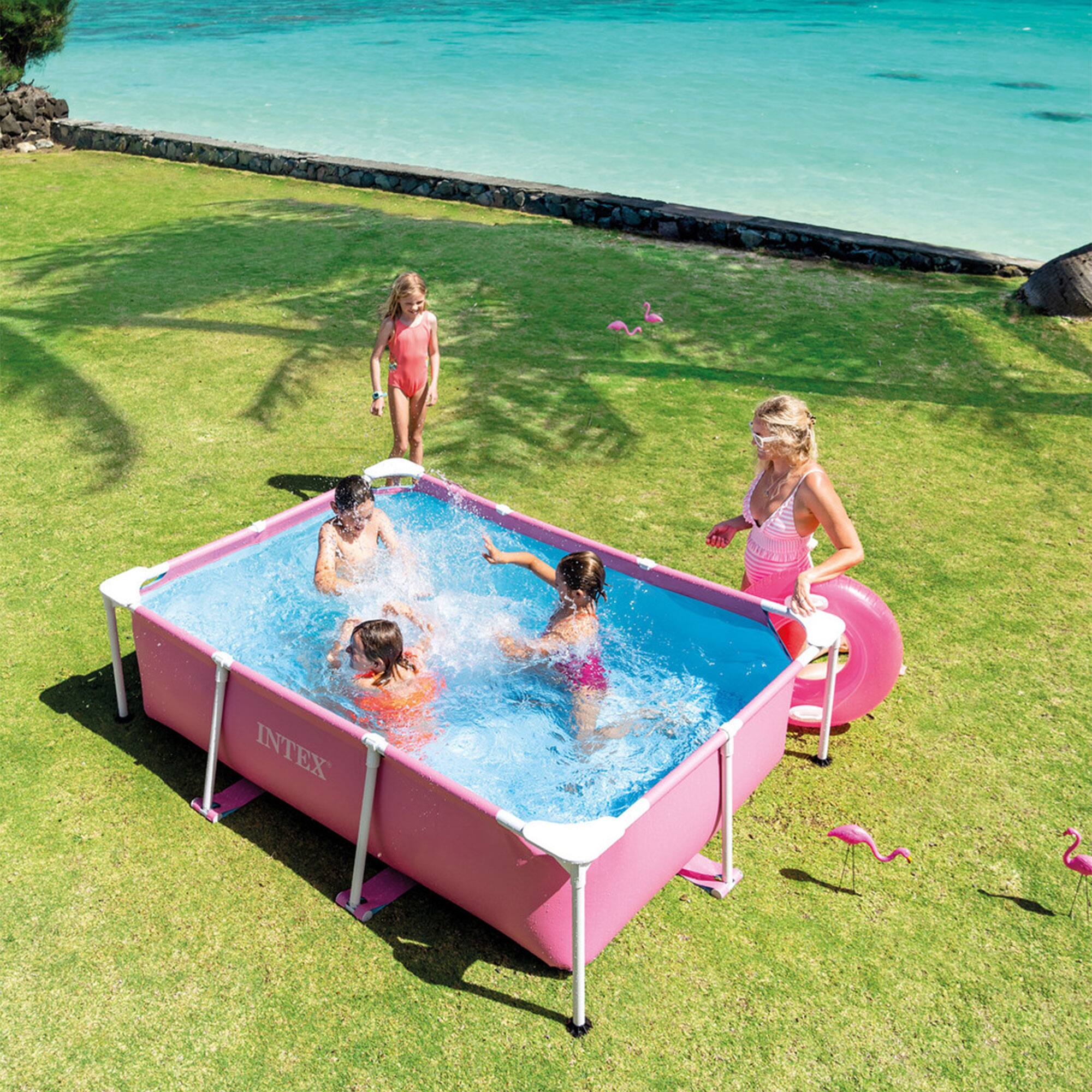 Intex 84" x 23.62" Outdoor Rectangular Frame Above Ground Swimming Pool ...