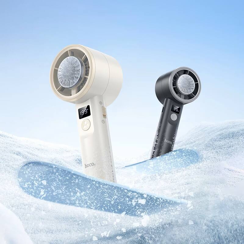 hoco. HX612 Ice Pack Dual‑Cooling Portable Fan with LED Display Black ...