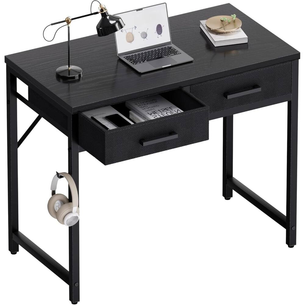 ZUQIETA 32" Small Computer Desk with 2 Drawers Space Saving for Bedroom ...