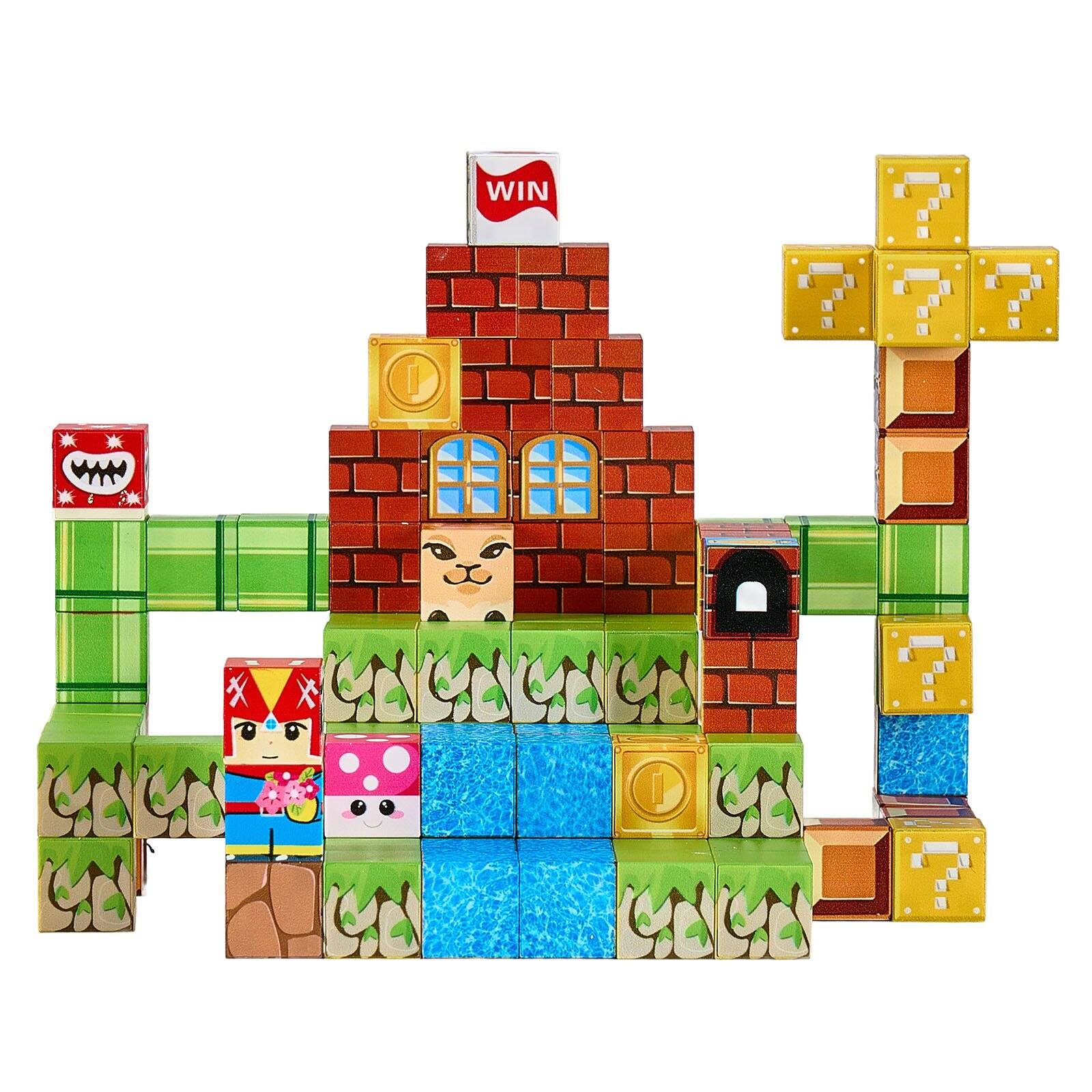 Glintex Magnetic Blocks 100PCS Set, STEM Montessori Building Cubes for ...