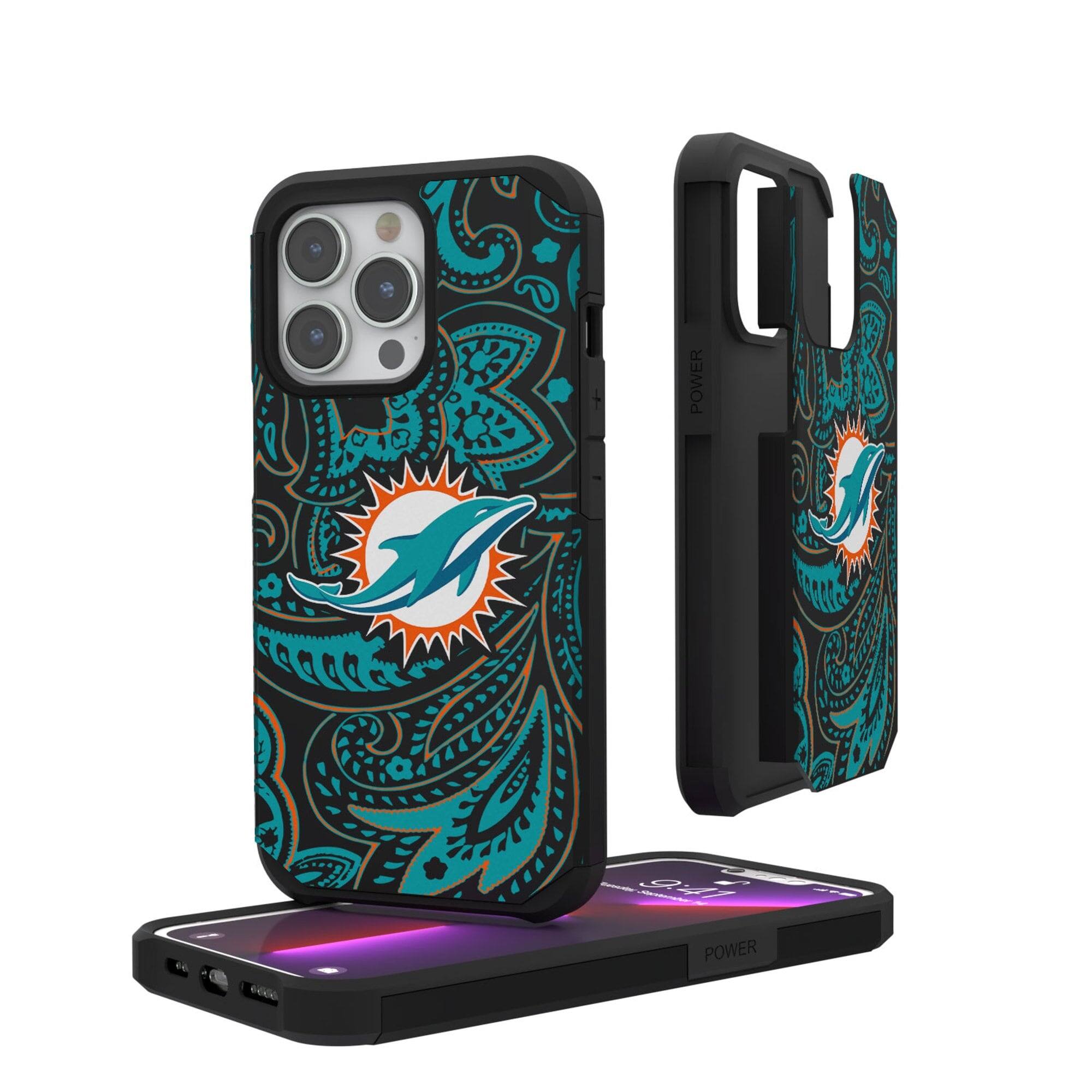 Keyscaper NFL Miami Dolphins iPhone Rugged Paisley Design Case 16 Pro ...