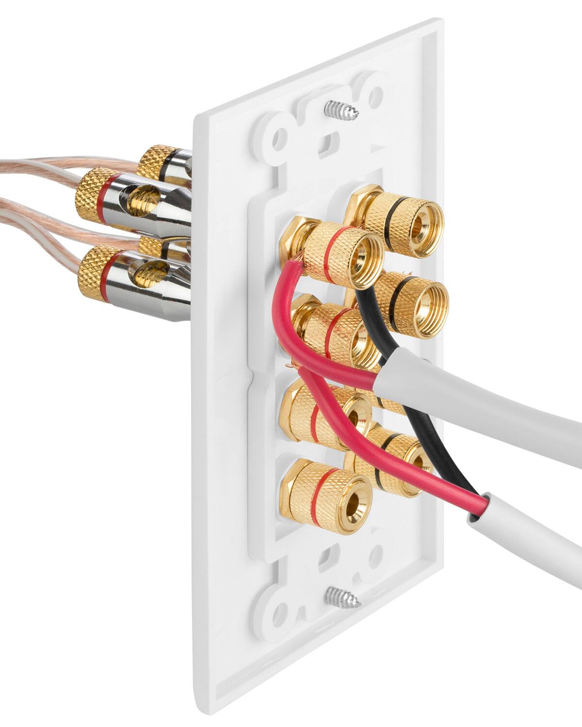 Fosmon Quad Speaker Home Theater Wall Plate, Copper Banana Binding Post ...