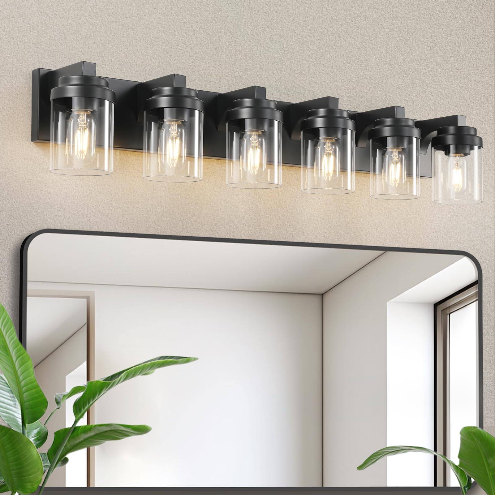 Earthley Blooms Bathroom Vanity Light 3 Fixtures With Clear Glass Shade ...
