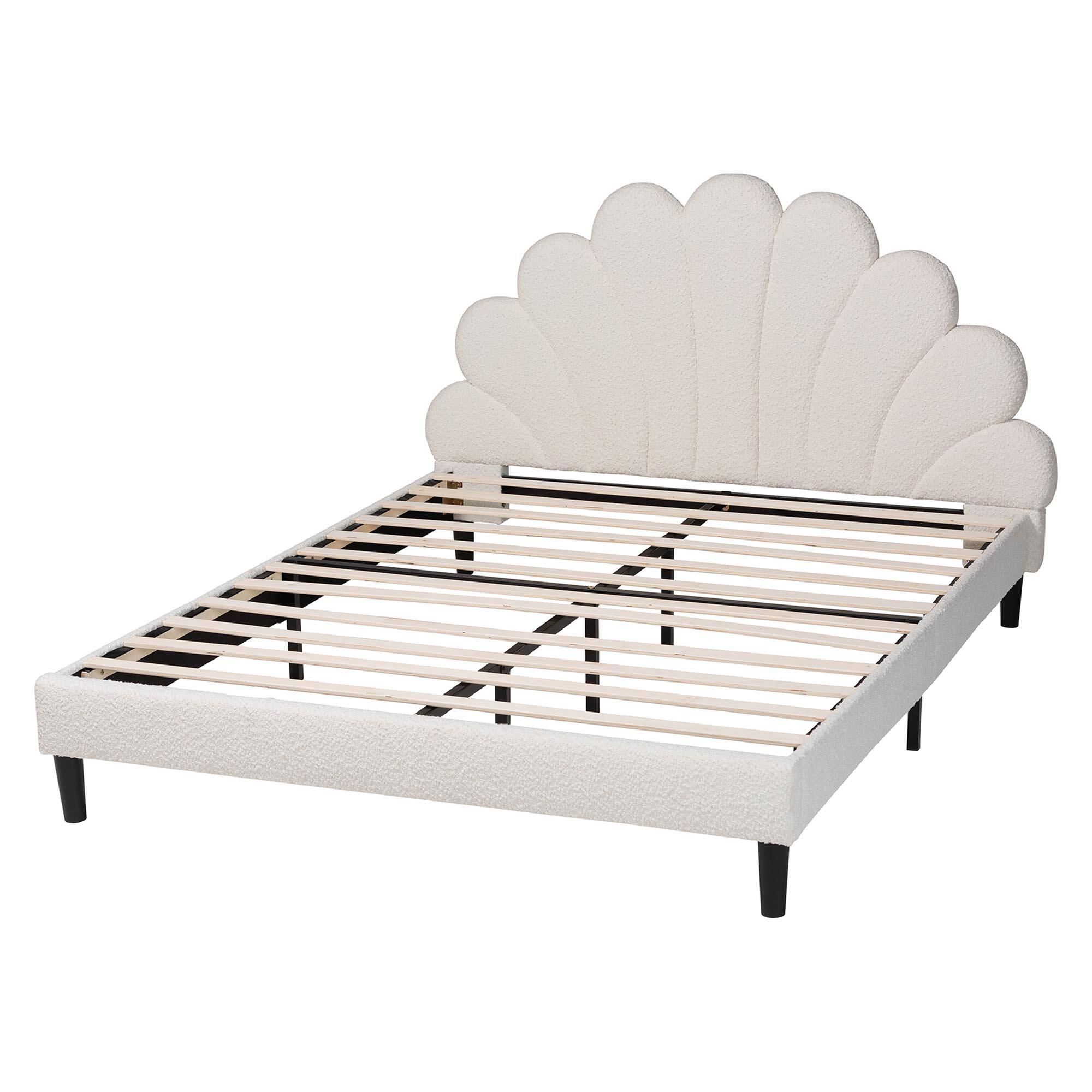 Baxton Studio Albion Boucle Upholstered Platform Bed – Soft Fabric ...