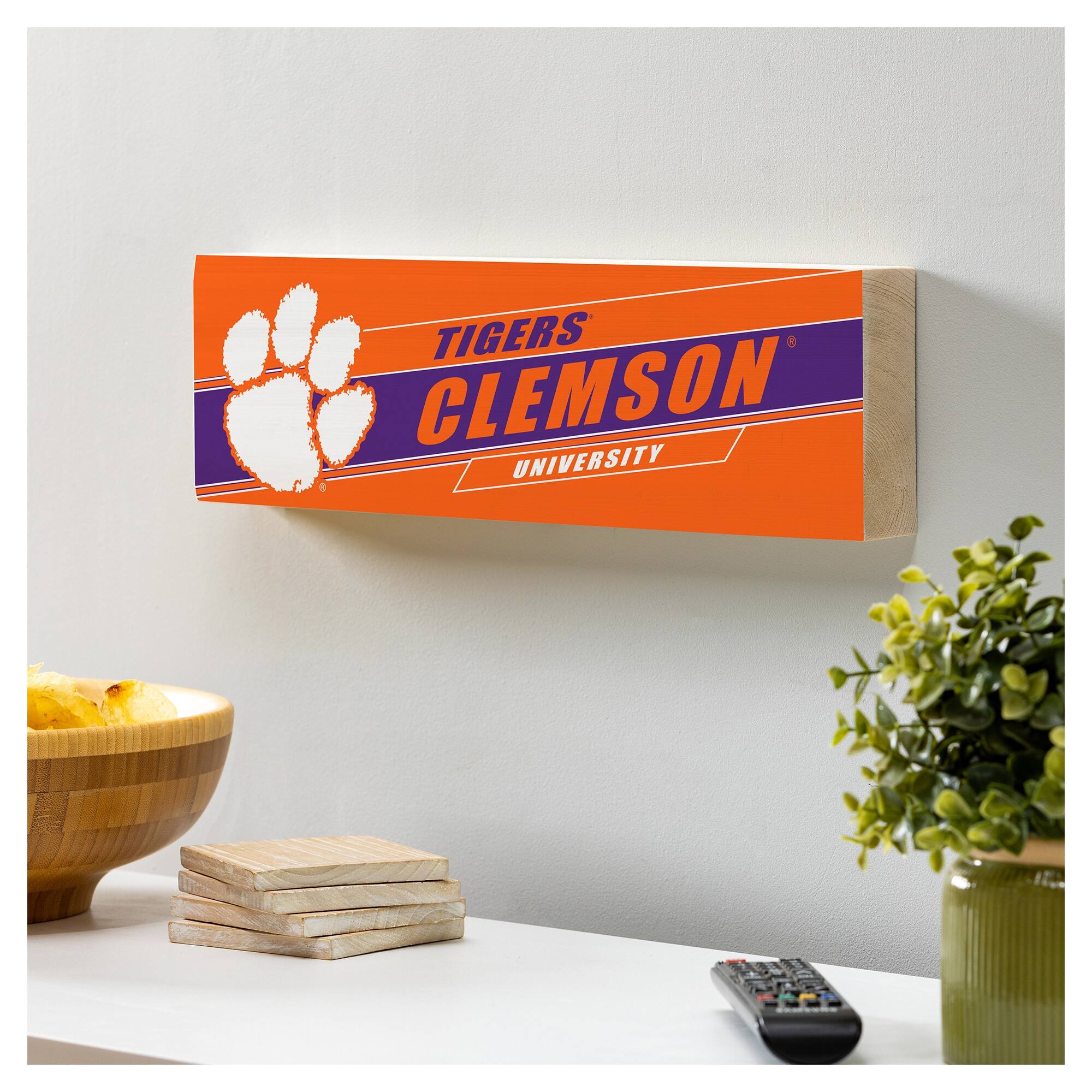 Evergreen Enterprises Clemson Tigers 5" x 18" Shadow Logo Wood Mantle ...