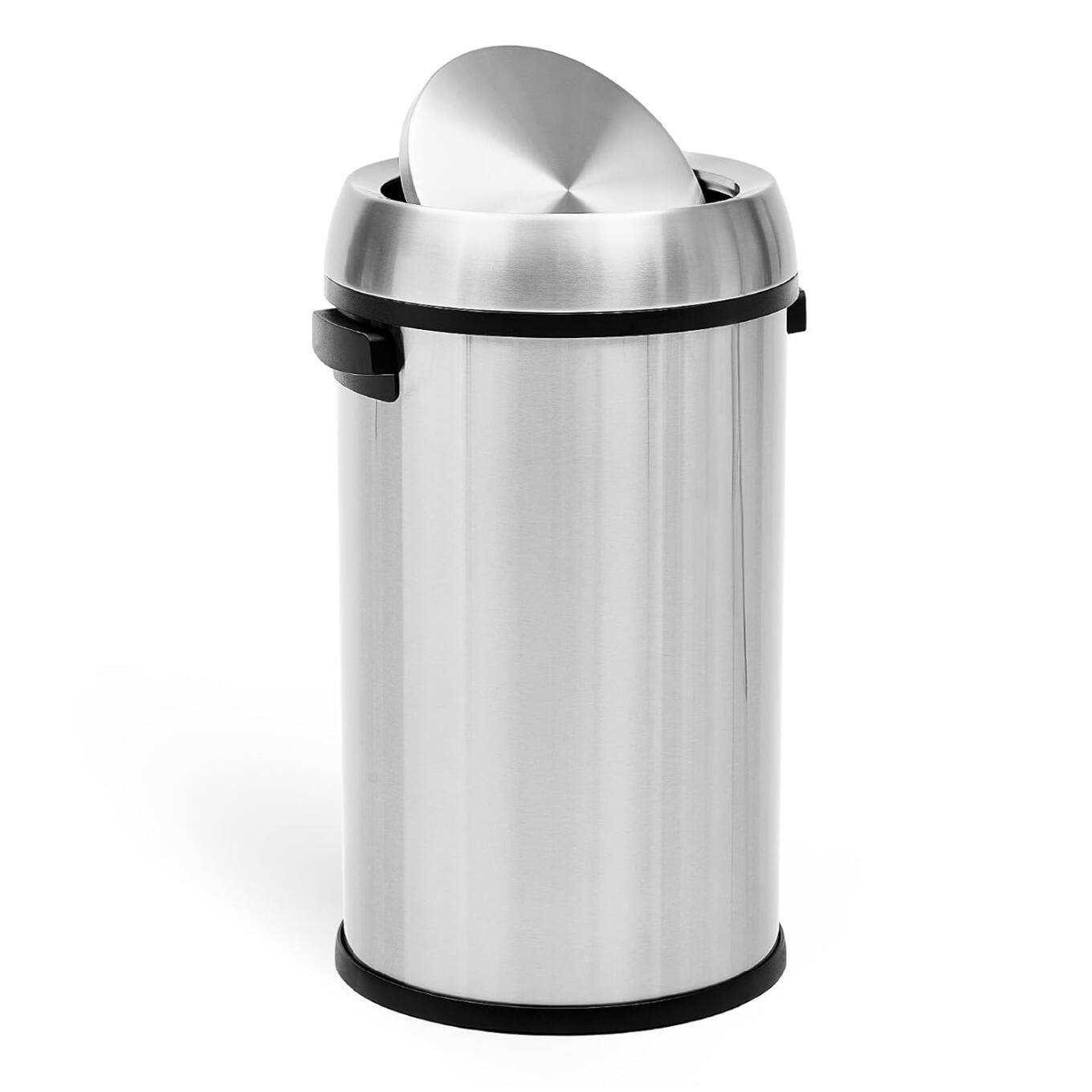 Qeetex 17 Gallon Swing Top Trash Can, 65L Large Stainless Steel Proof ...
