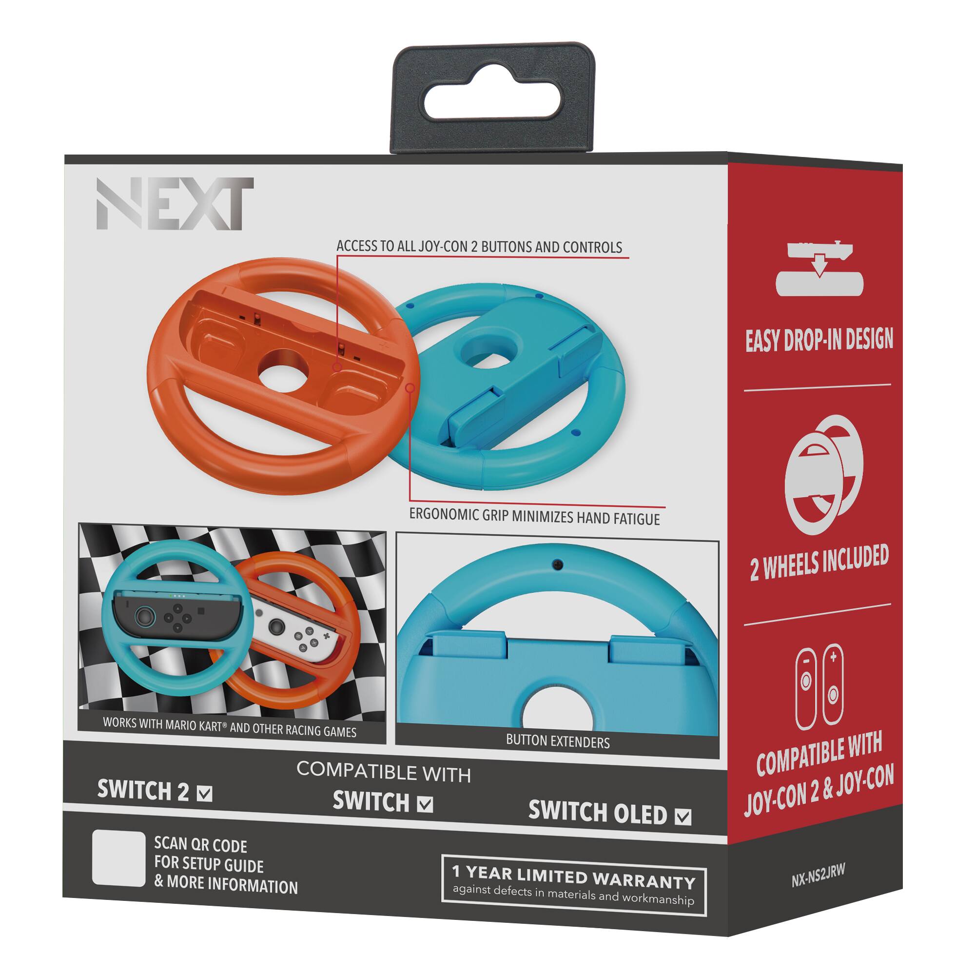 NEXT Universal Joy Con 2 and Joy Con Racing Wheel 2 Pack for Mario Kart ...