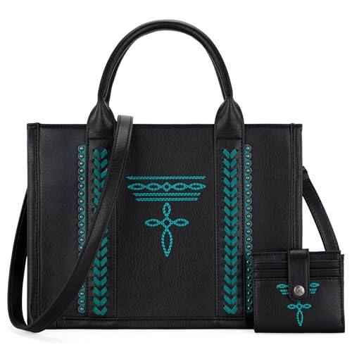 Vulpecula Spade Longhorn Whipstitch Western Top Handle Tote Bag with ...