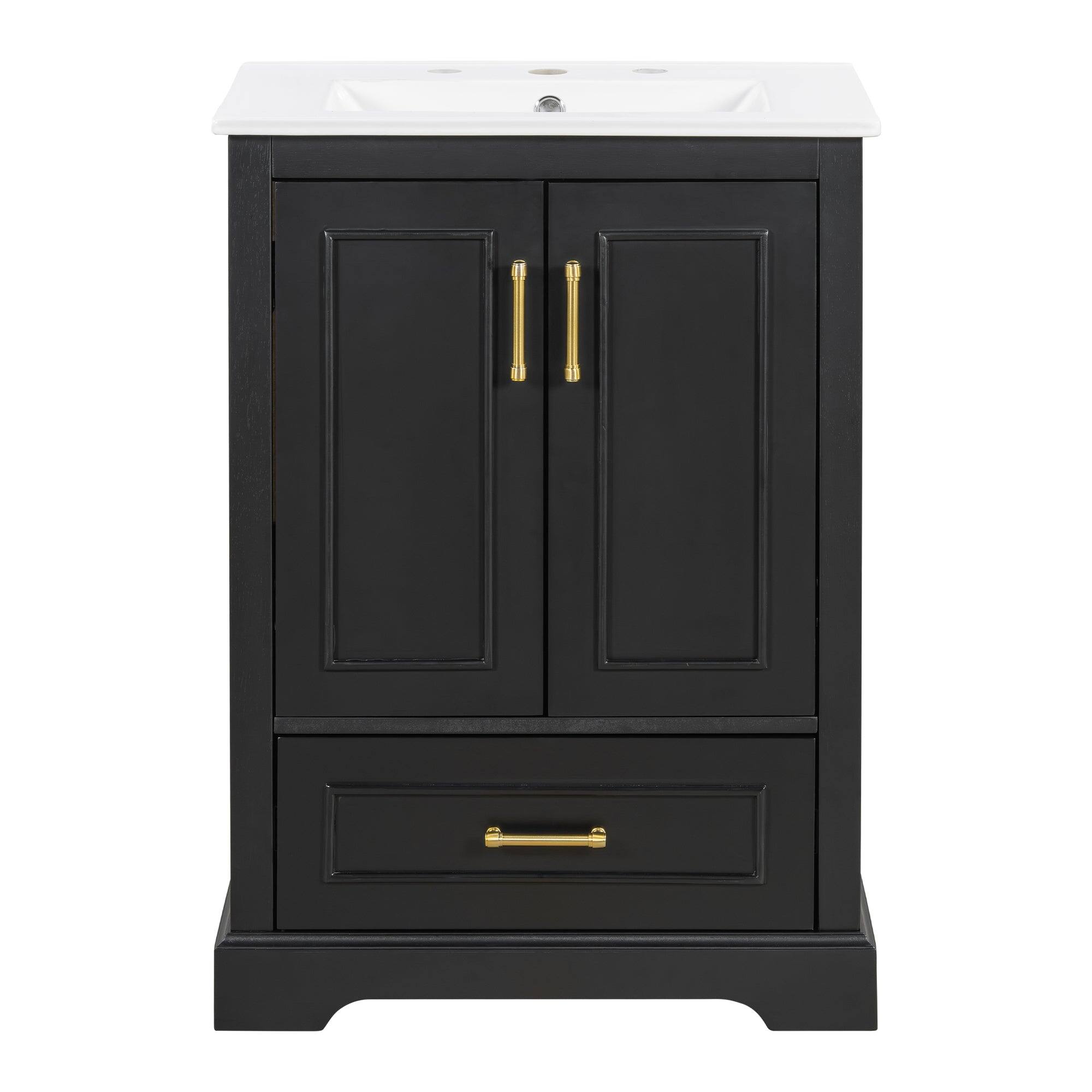 Boyel Living 24 Inch Bathroom Vanity with Ceramic Sink, Divider Drawer ...