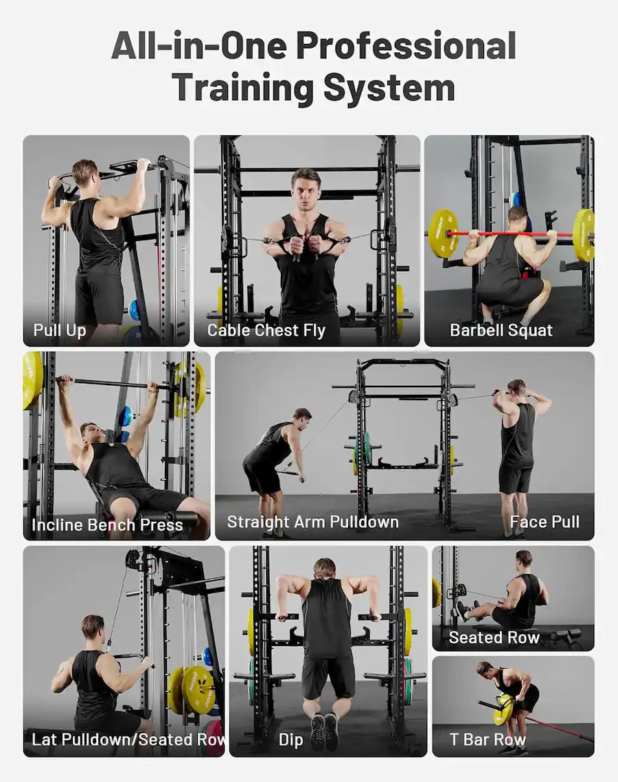 Mikolo Smith Machine 2200lbs Squat Rack With LAT Pull Down System mikolo-smith-machine-2200lbs-squat-rack-with-lat-pull-down-system
