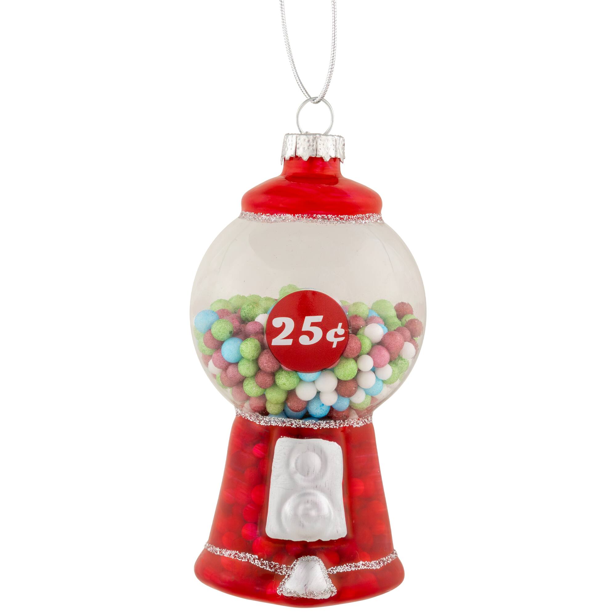Northlight 4" Retro Gumball Machine Glass Christmas Ornament Red ...