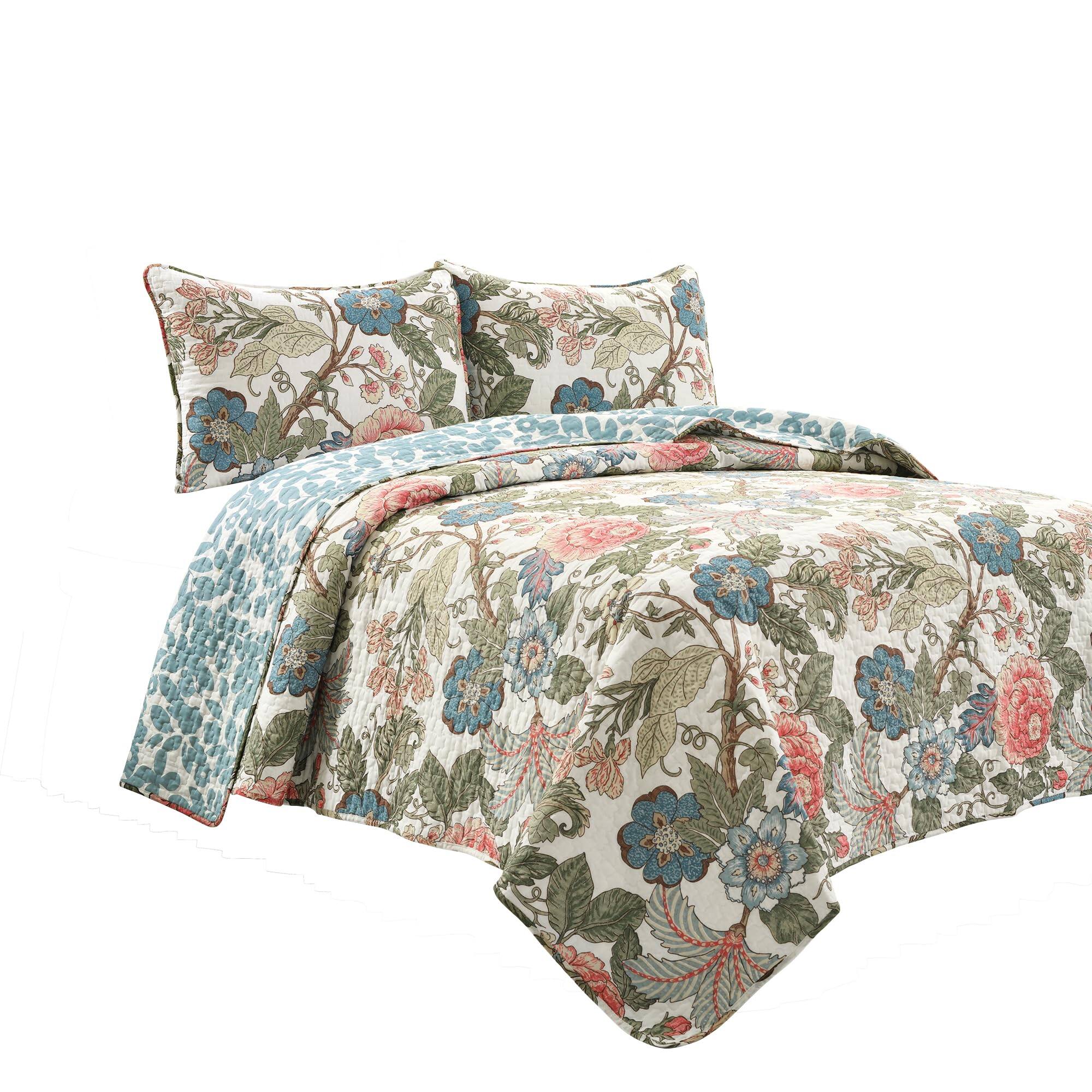 Earthley Blooms Sydney Reversible Cotton Quilt Set 3 Piece Full Queen ...