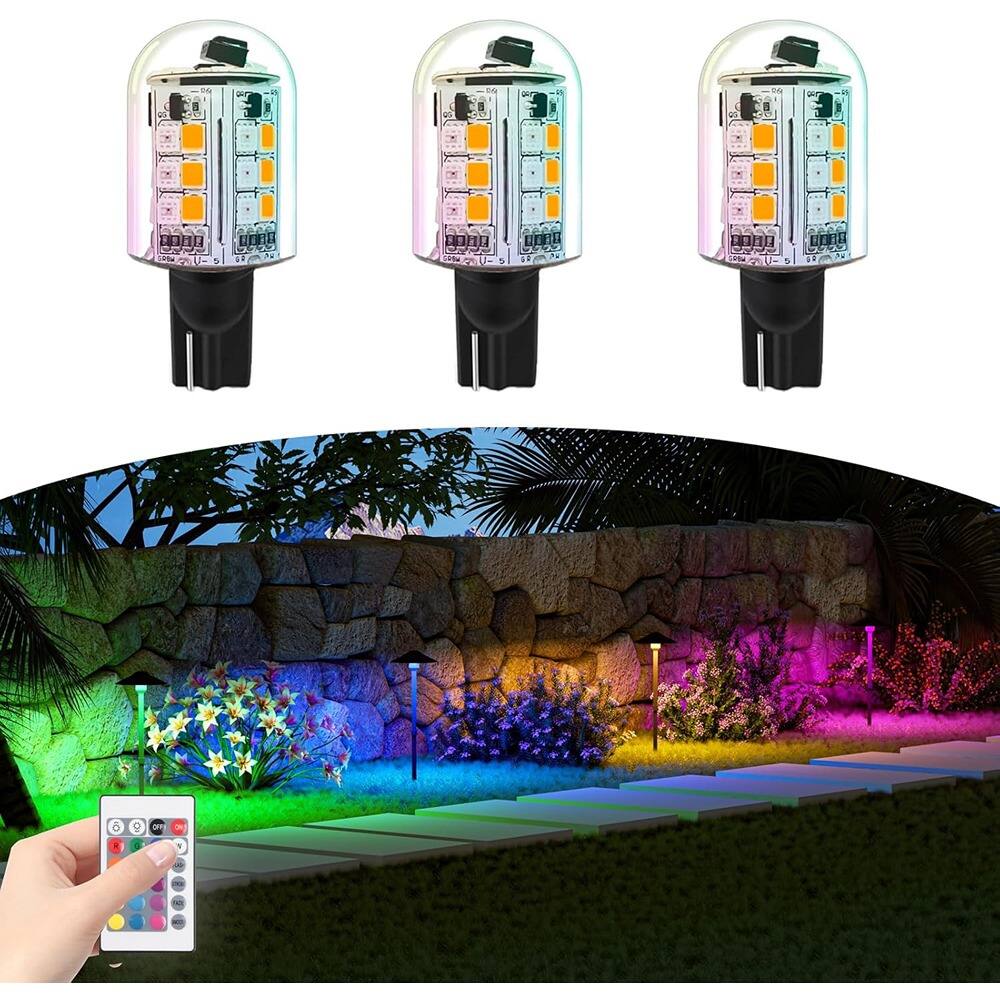 MOSZAR LLC 12V Wedge LED Color Changing Bulbs, Warm White+15 Colors ...