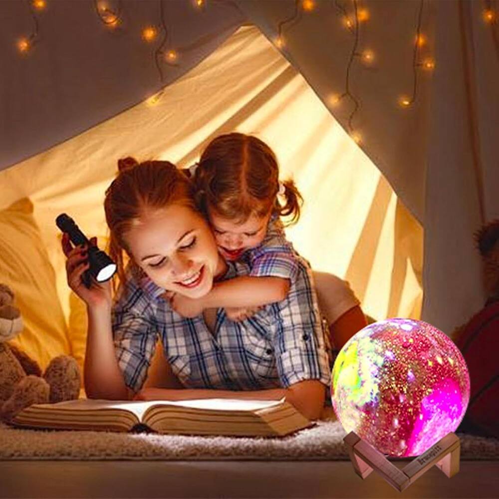 MOSZAR LLC 4.7" 16 Color 3D Moon Galaxy Lamp, LED Night Light Gift ...