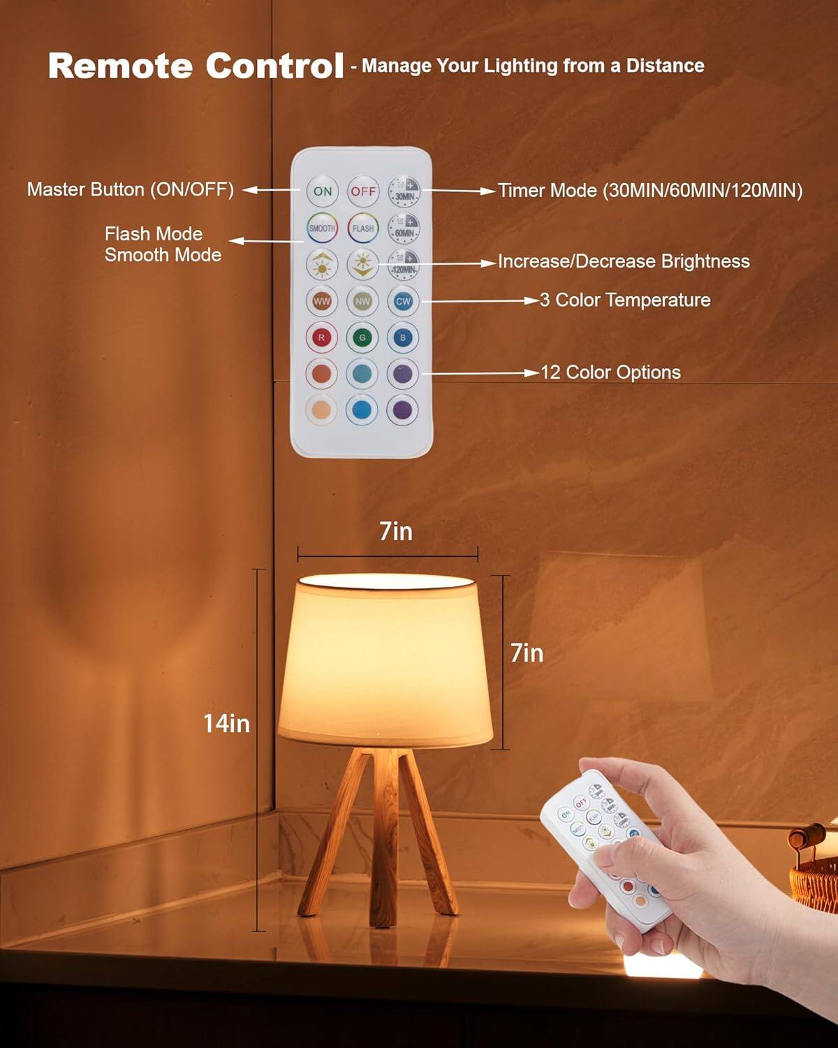 Stamp n Camp UMEXUS Cordless Table Lamp Rechargeable Battery Powered ...