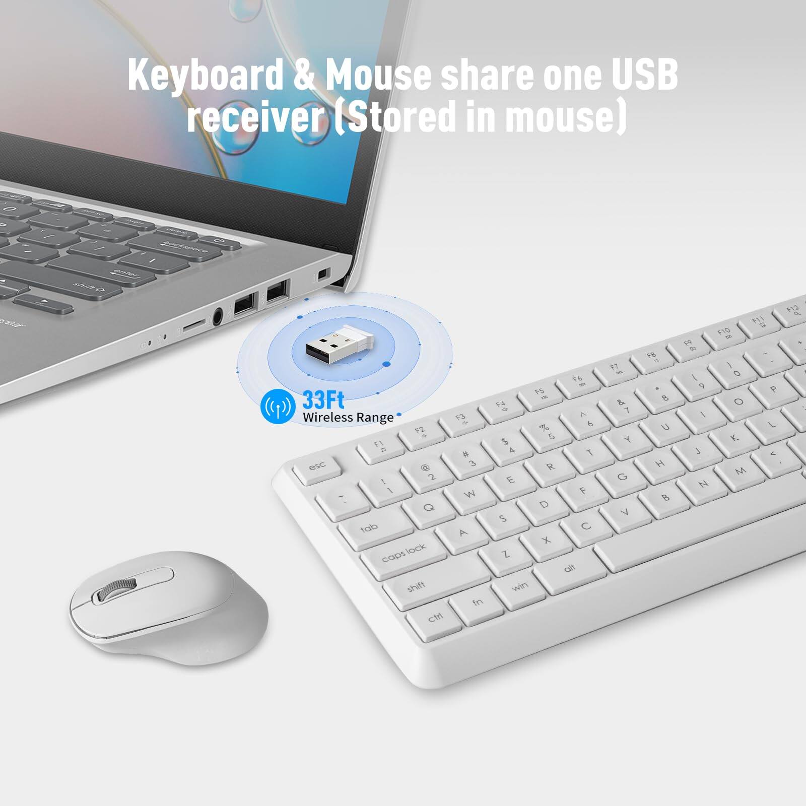 Earthley Blooms Wireless And Mouse Combo Full size Computer Quiet Soft ...